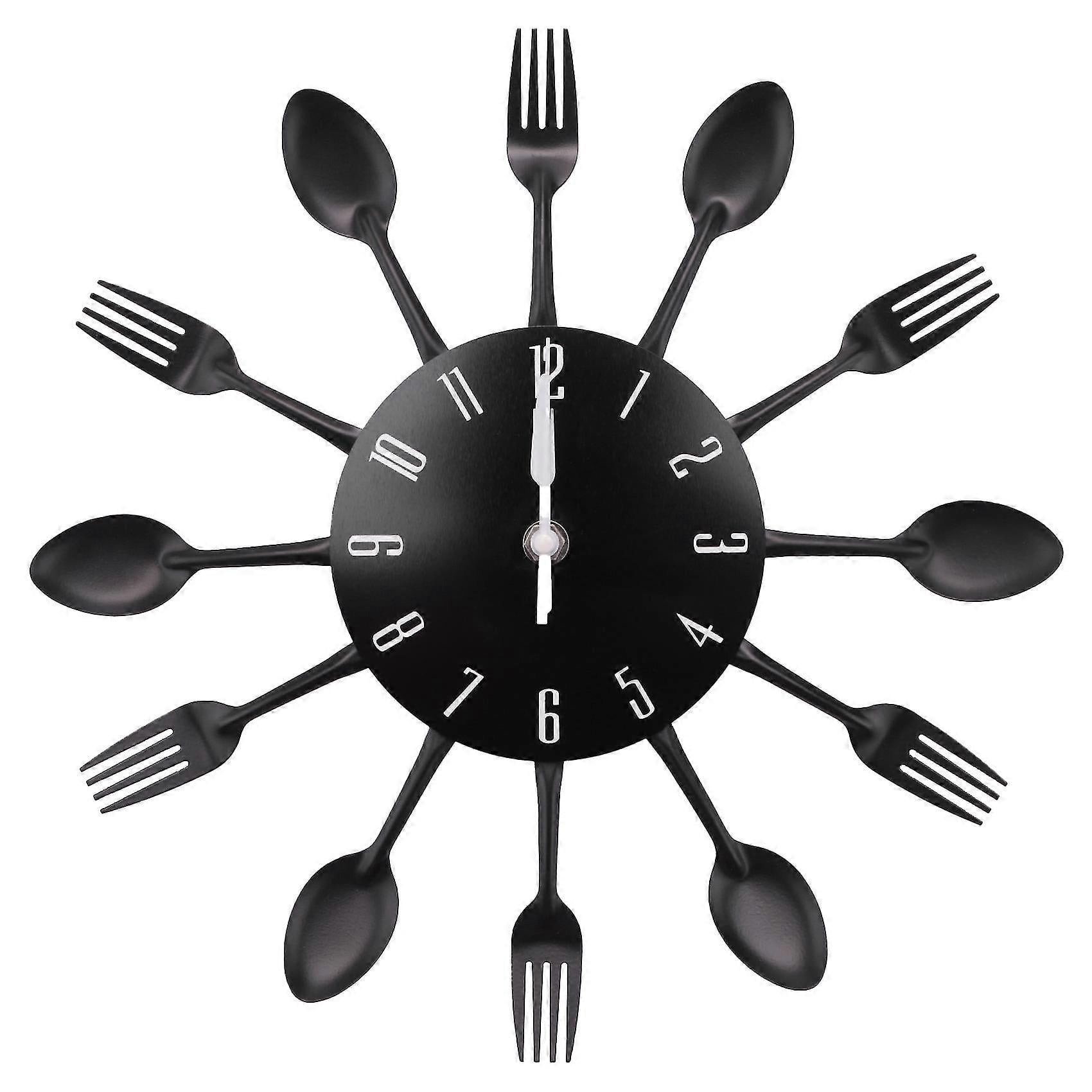 Home Decorations Noiseless Stainless Steel Cutlery Clocks Knife And ...