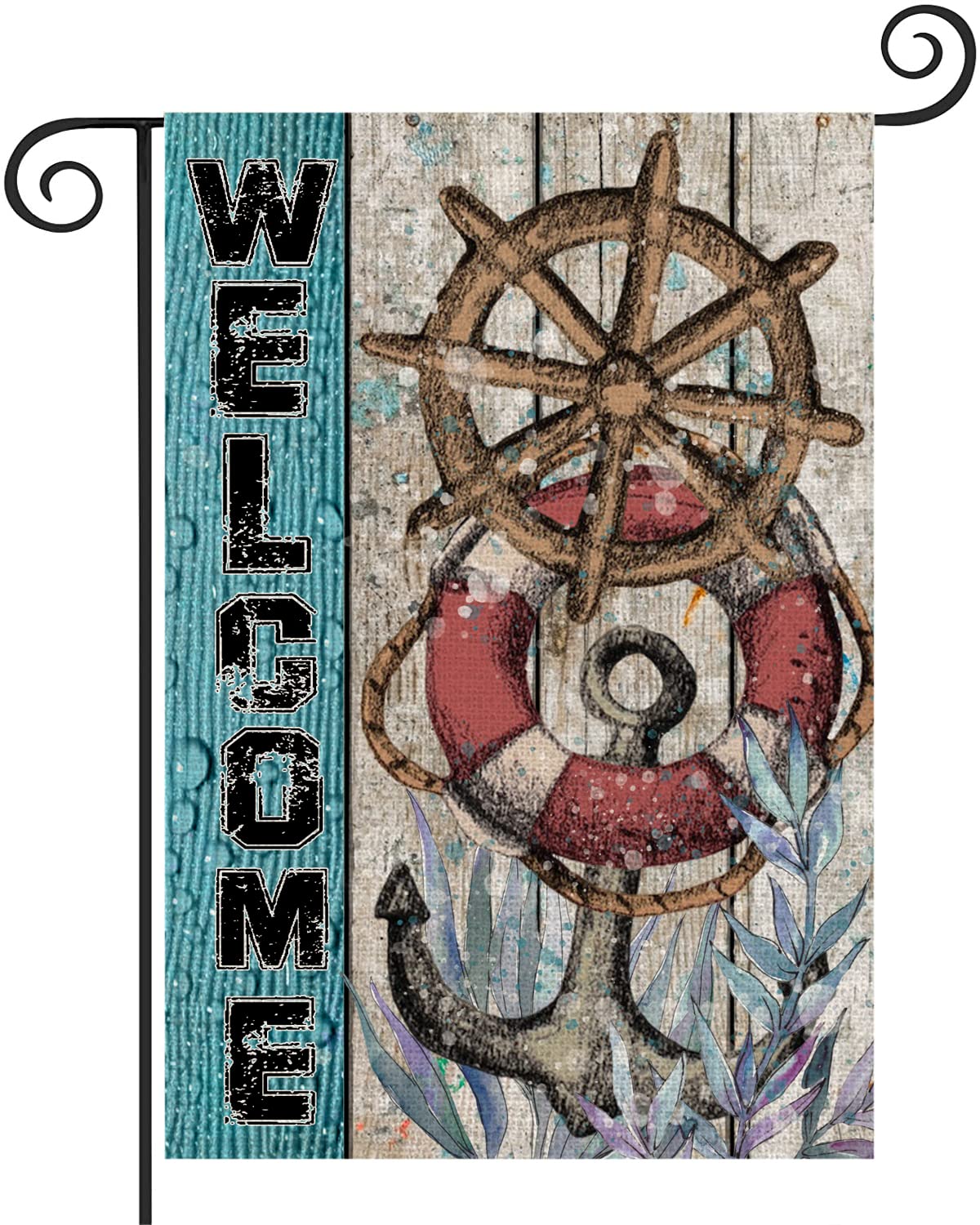 Home Decorative Beach Welcome Summer Coastal Garden Flag, Nautical ...