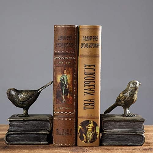 Home Decorative Birds & Books Vintage Design Resin Bookshelf Bookends ...