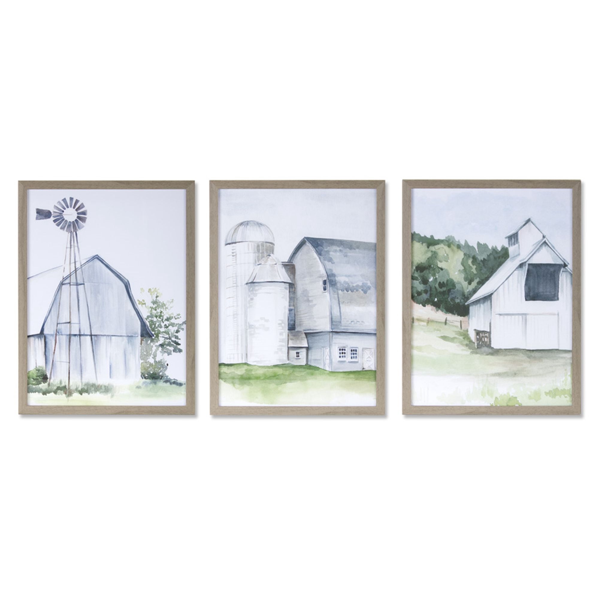 Home Decorative Framed Farm Print (Set Of 3) 11.5" X 11.5"H Plastic ...