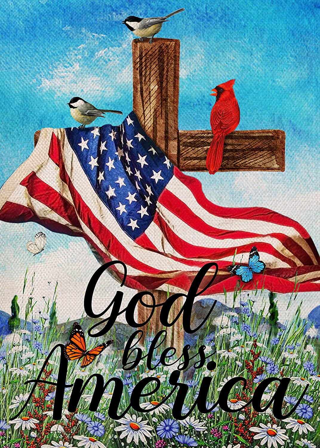 Home Decorative God Bless America 4th of July Patriotic Small Garden ...