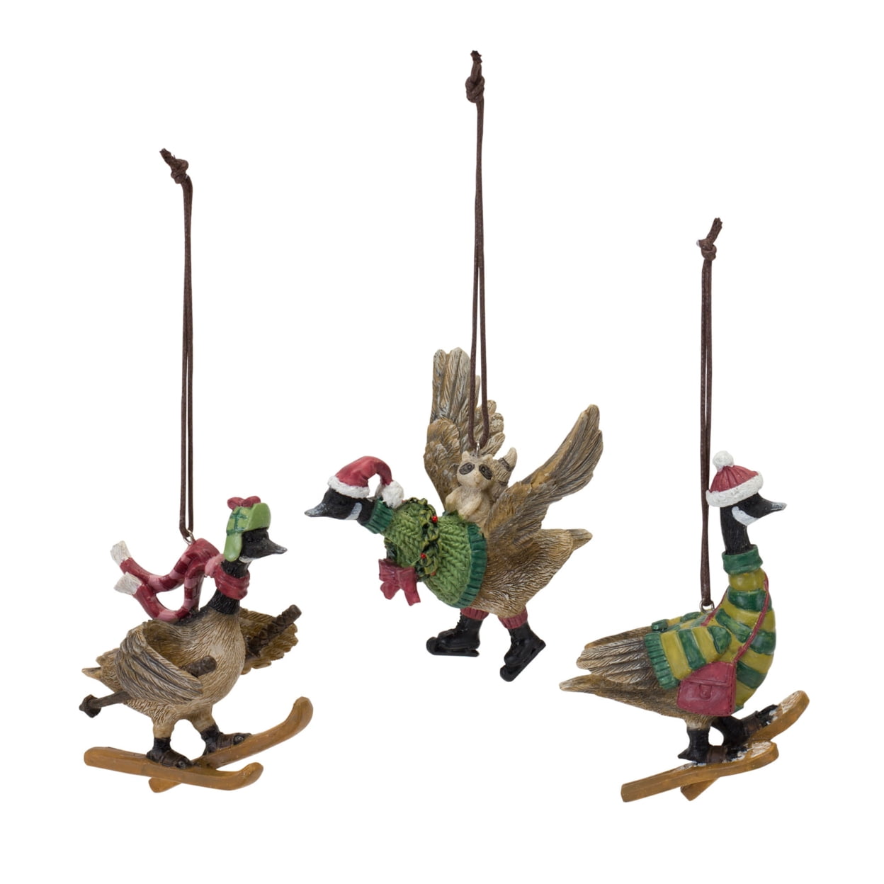 Home Decorative Goose Ornament (Set of 3) 3.5"H, 4"H, 4"H Resin ...