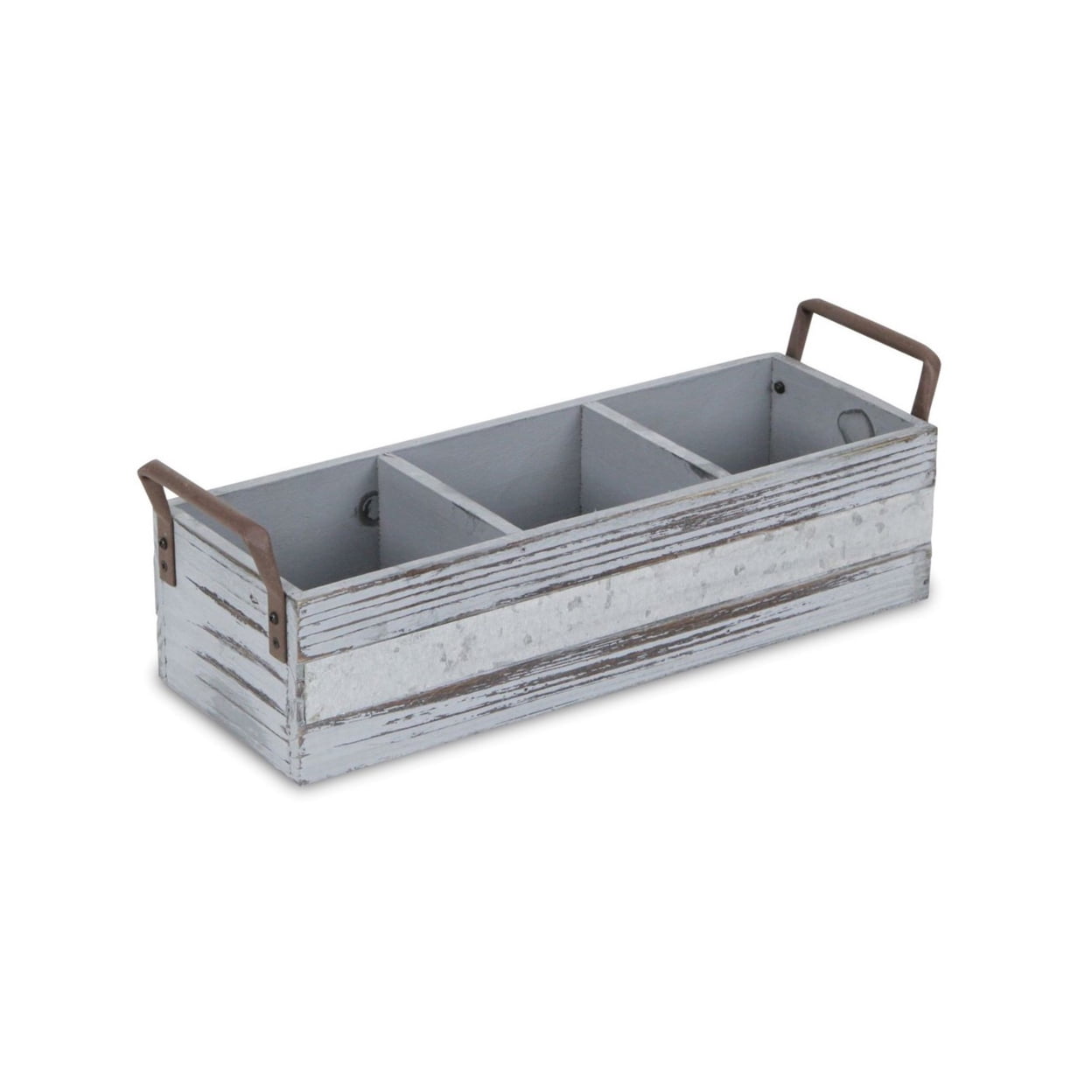 Home Decorative Gray Wash Wooden 3 Slot Storage Caddy - Walmart.com