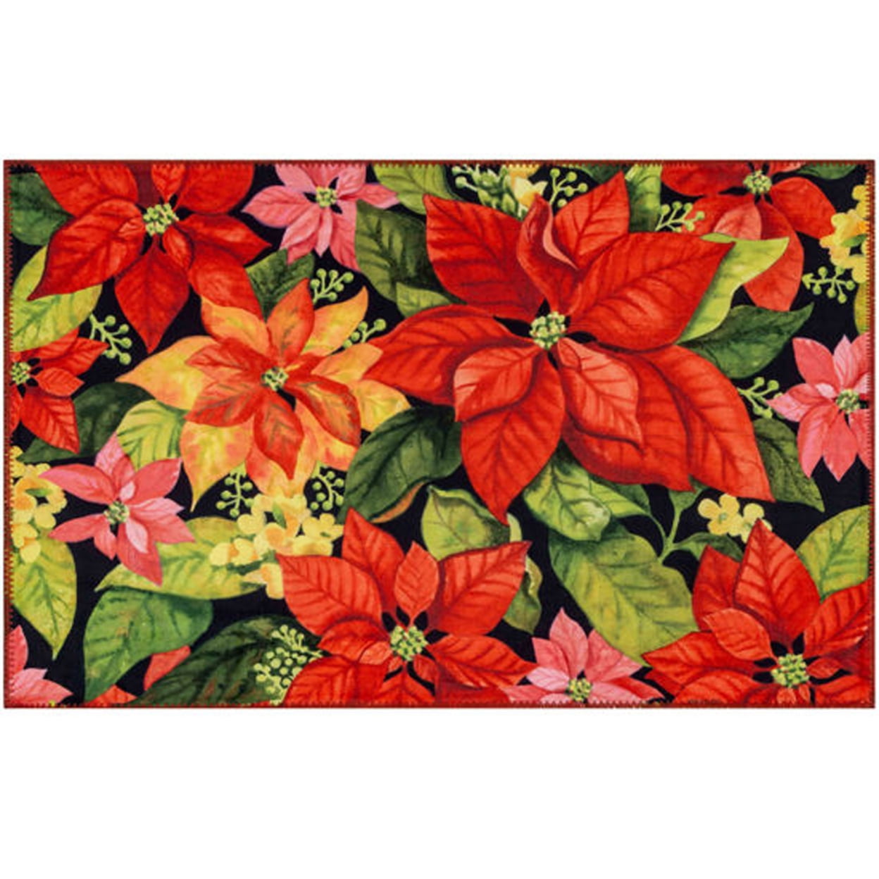 Home Decorative Indoor Outdoor Accent Rug Poinsettia Garden - 22" X 32 ...
