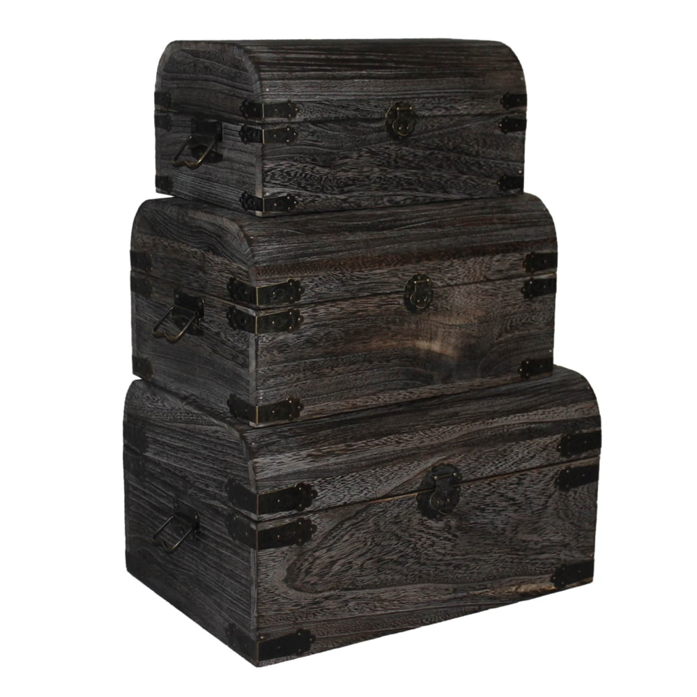 Home Decorative Indoor Set Of 3 Wooden Brown Storage Box - Walmart.com