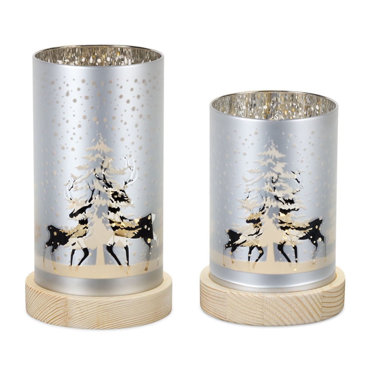 Home Decorative LED Luminary (Set of 2) 6.5"H, 8"H Glass 6 Hr Timer 3 ...