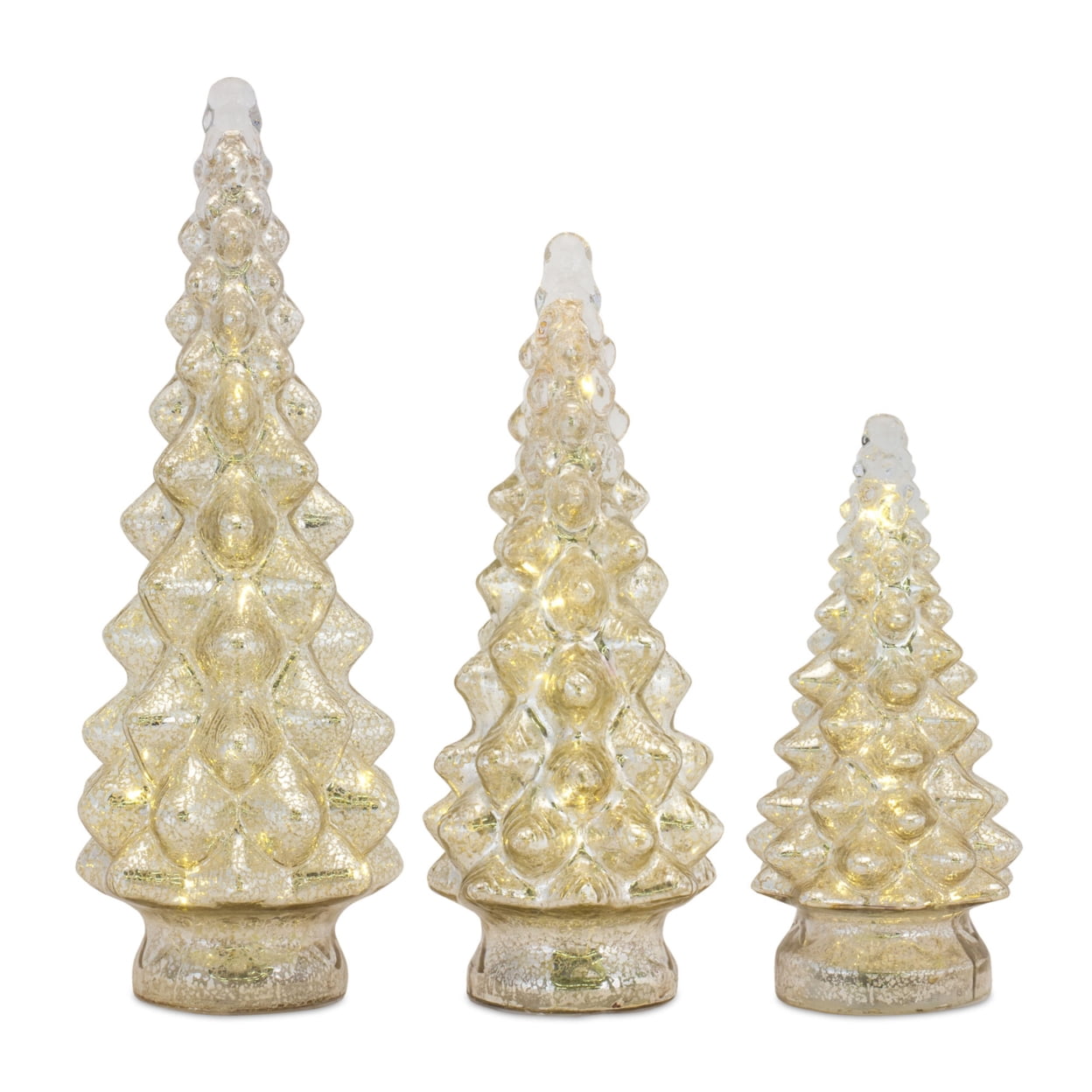 Home Decorative LED Tree (Set of 3) 10"H, 13.25"H, 15.5"H Glass 6 Hr ...