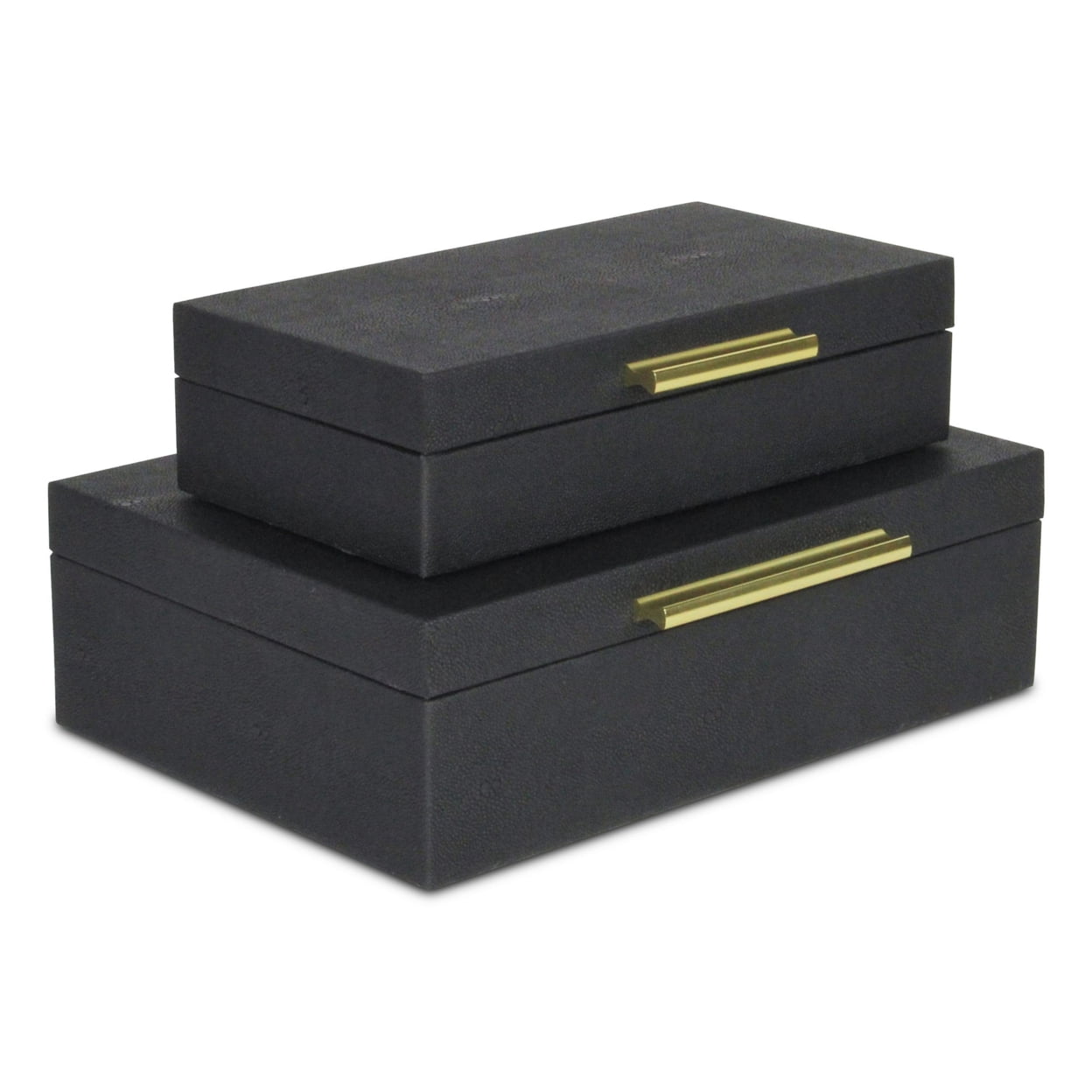 Home Decorative Lusan Black Faux Shagreen Rectangular Storage Box Set ...