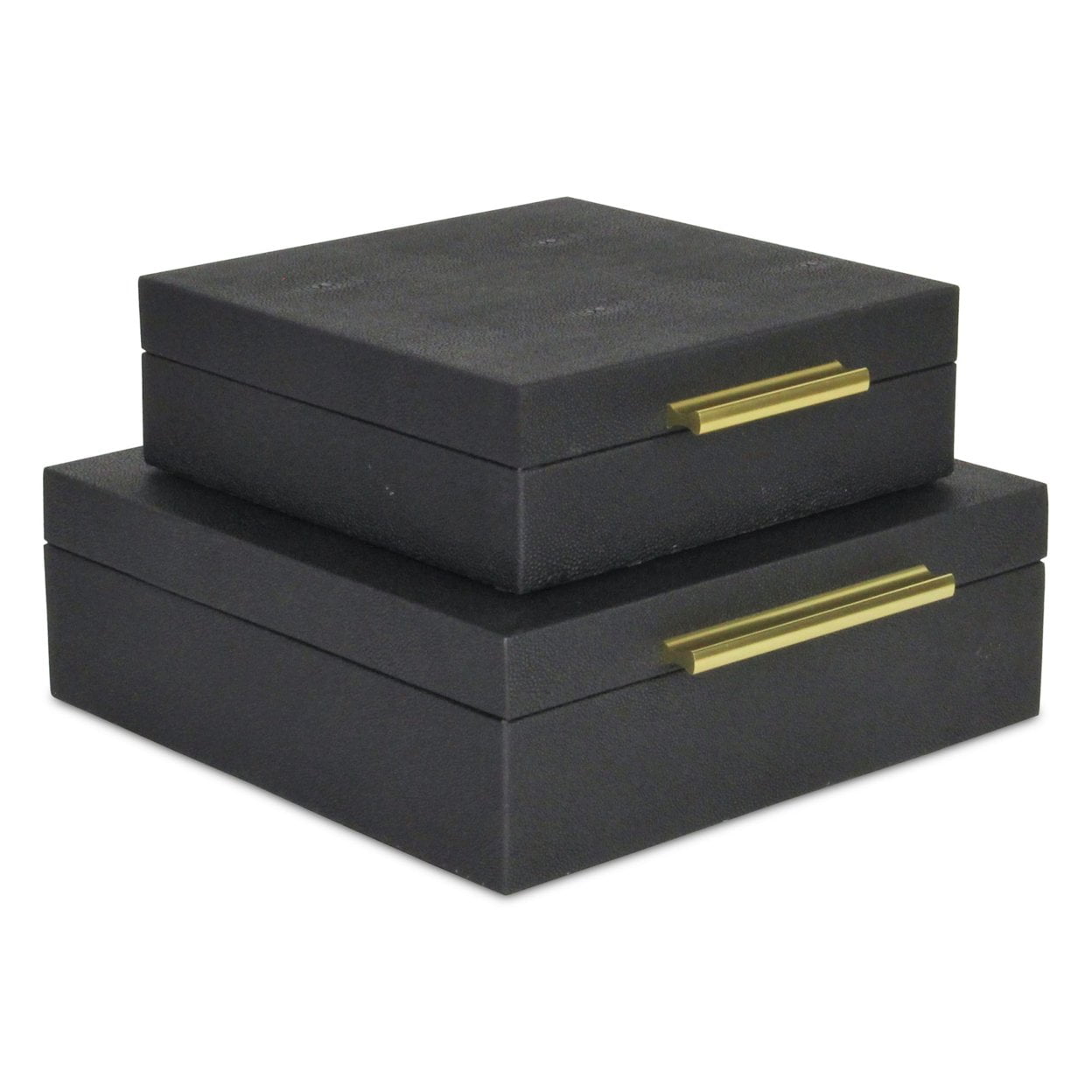 Home Decorative Lusan Black Faux Shagreen Square Storage Box Set ...