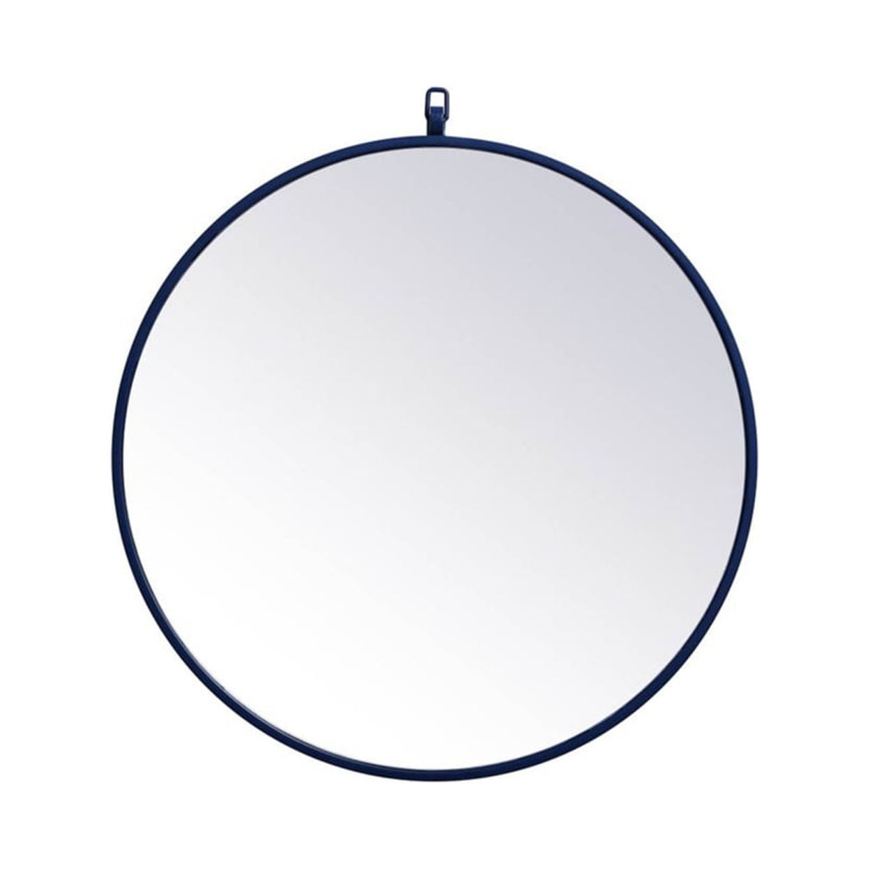 Home Decorative Metal Frame Round Mirror With Decorative Hook 24" Blue ...