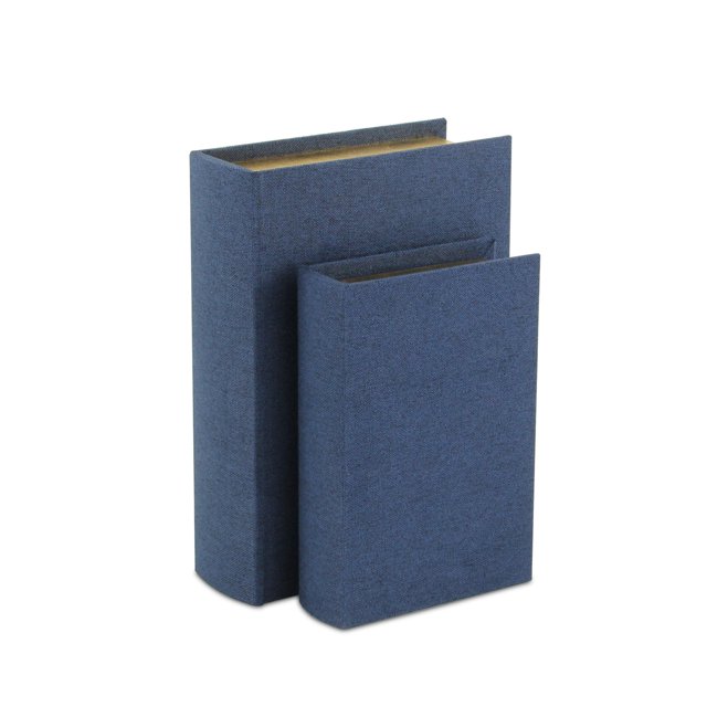 Home Decorative Modern Canter Isle Navy Blue Linen Book Box Set ...