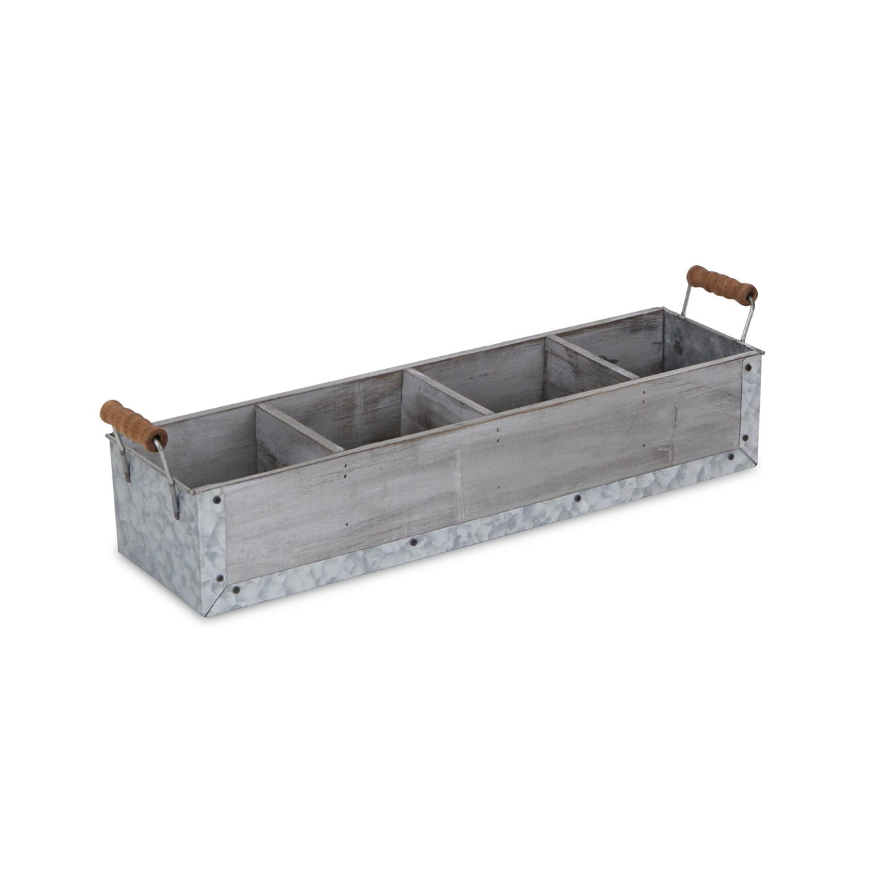 Home Decorative Modern Gray Wash Wood And Metal 4 Slot Organizer With ...