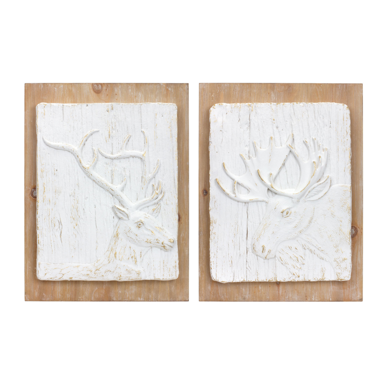 Home Decorative Moose And Deer Plaque (Set Of 2) 11.75"L X 16"H Mdf ...