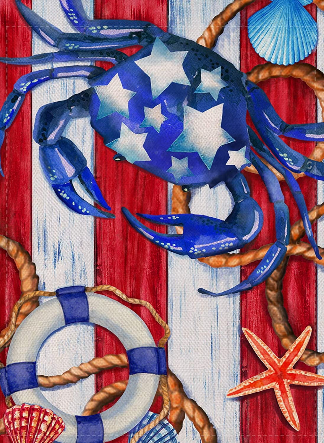 Home Decorative Outdoor Patriotic Crab Memorial Day Garden Flag Beach ...