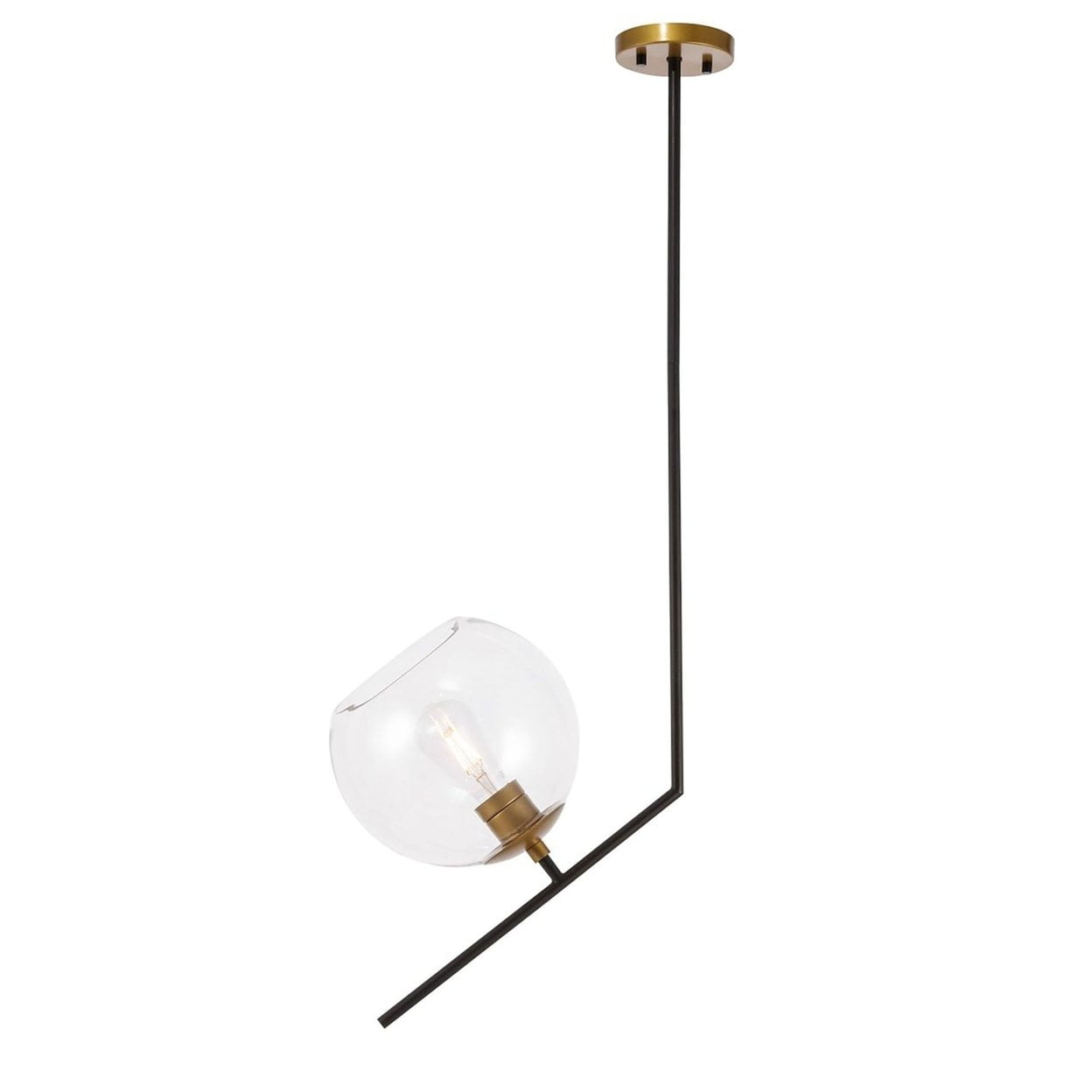 Home Decorative Ryland 1 Light Black And Brass And Clear Glass Pendant ...