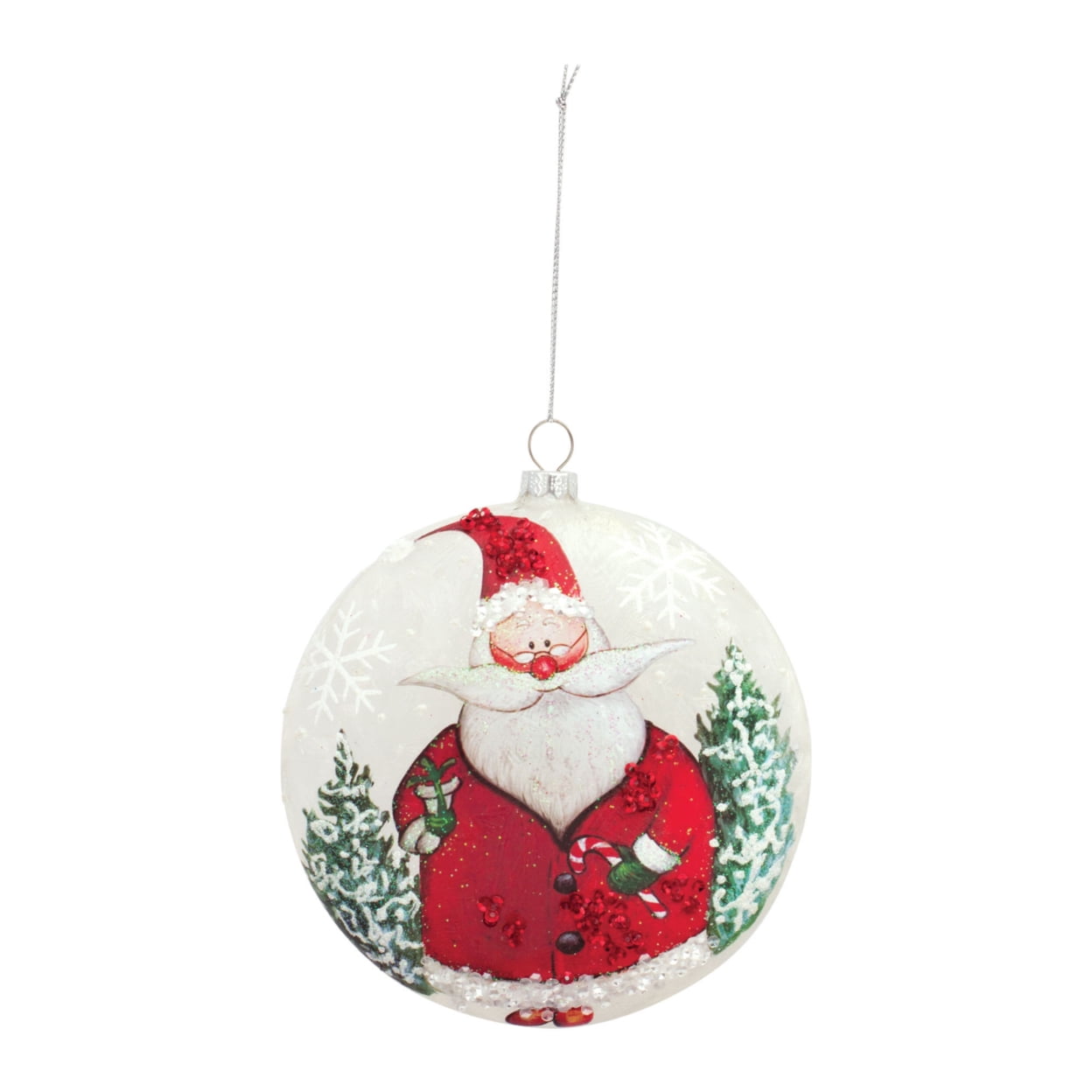 Home Decorative Santa Disc Ornament (Set of 6) 5"D Glass - Walmart.com