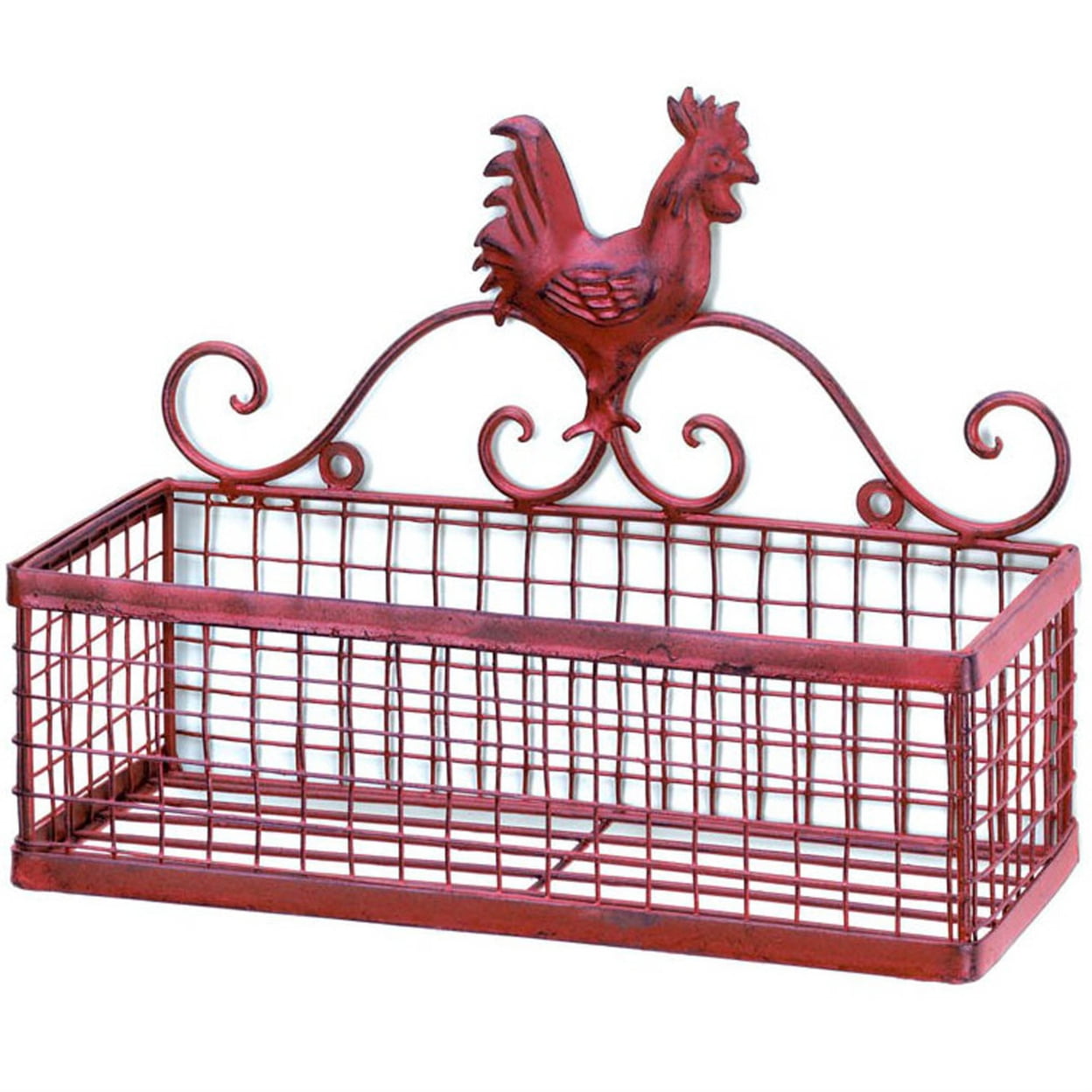 Home Decorative Single Basket Red Rooster Iron Wall Rack - Walmart.com
