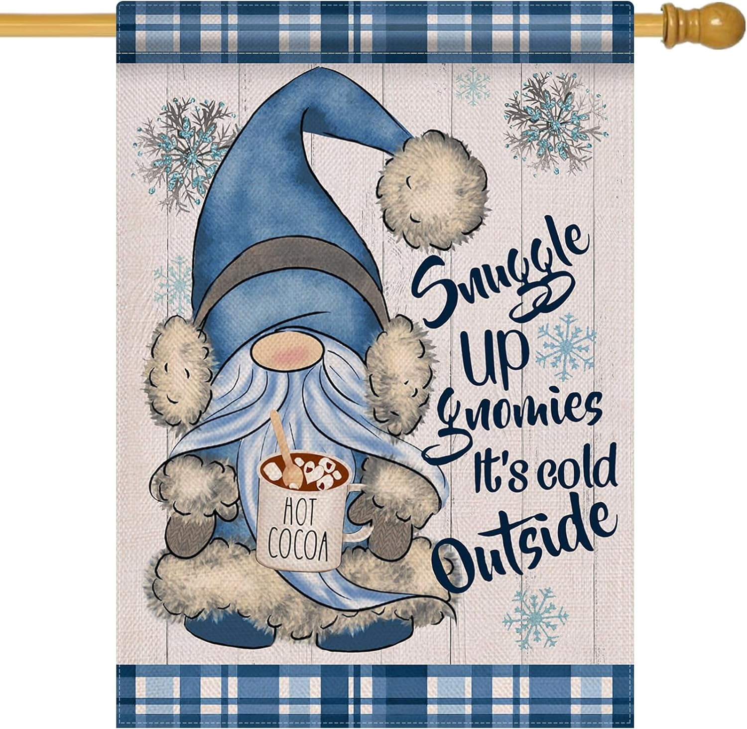 Home Decorative Snuggle Up Gnomies It''s Cold Outside Winter House Flag ...