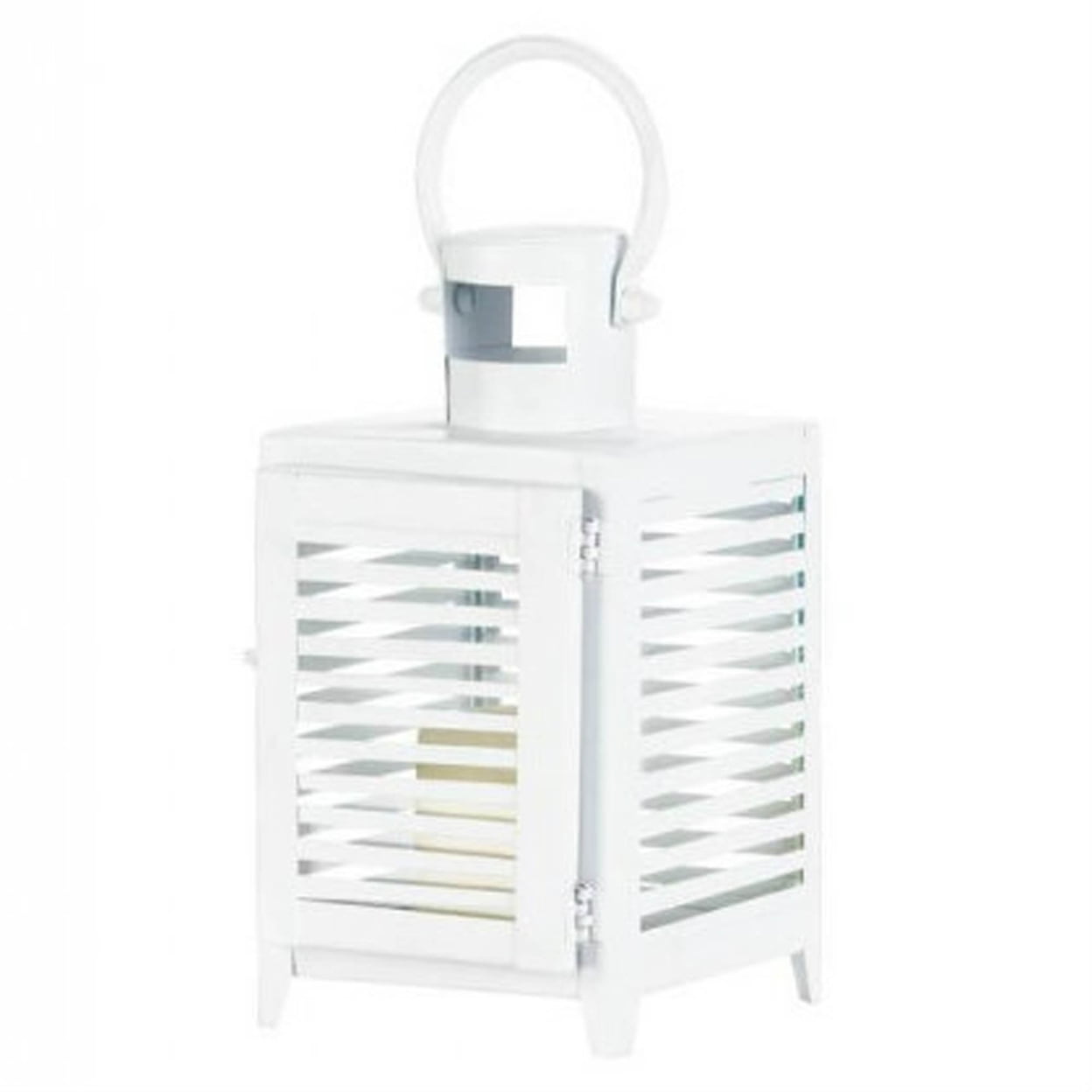 Home Decorative White Slatted Candle Lantern - 9.5 inches - Walmart.com