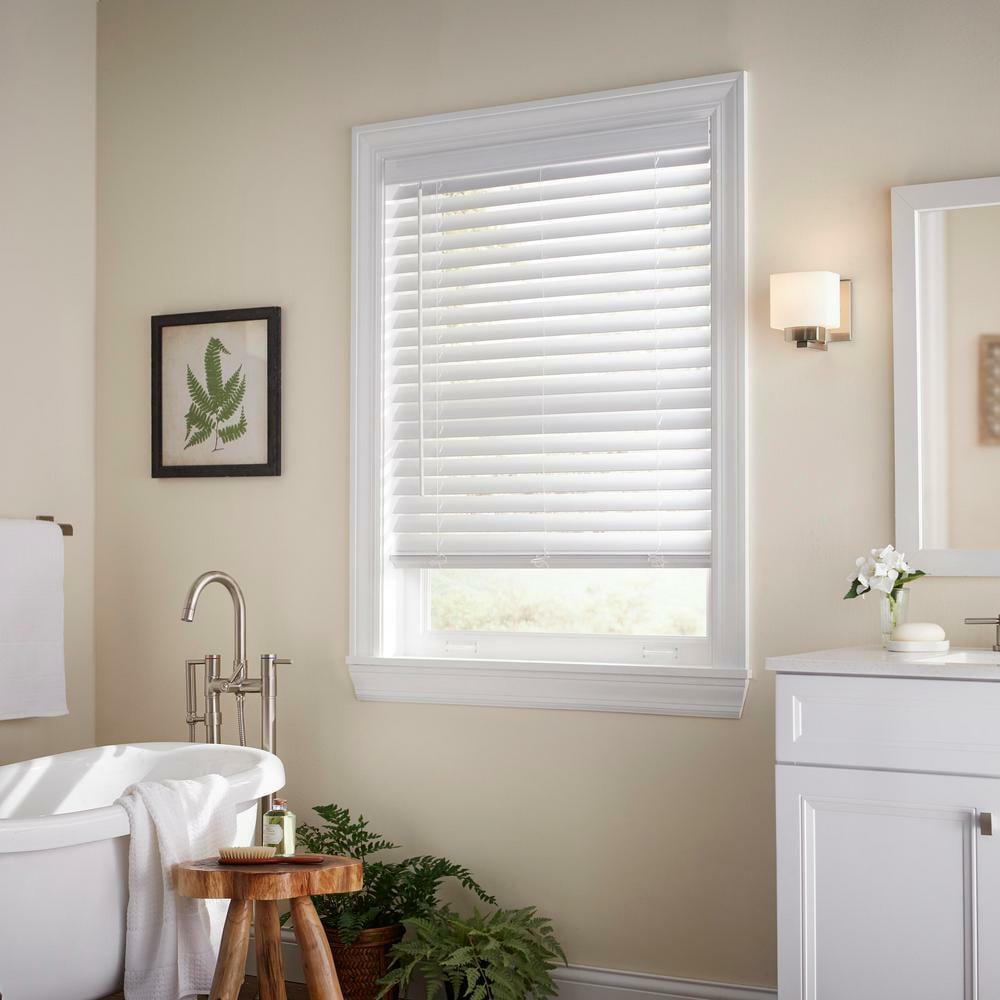 Home Decorators 2" Cordless Faux Wood Horizontal Window Blinds, White ...