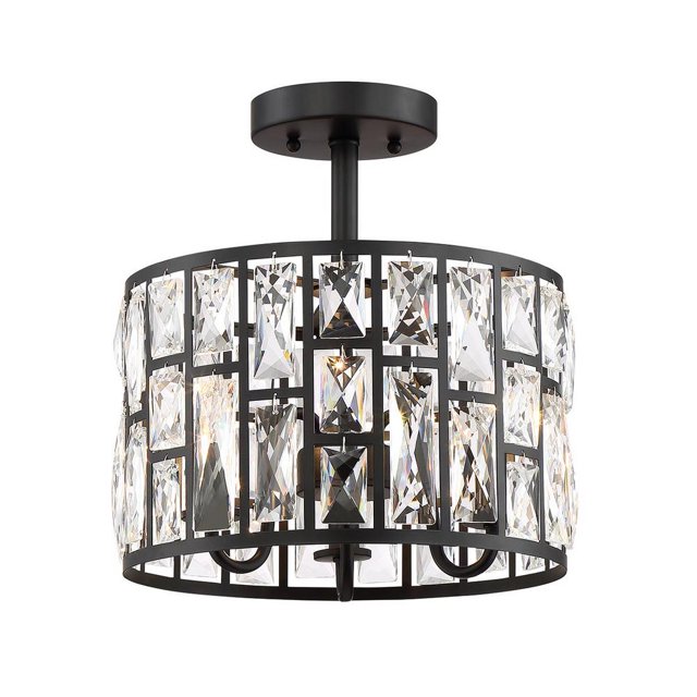 Home Decorators Kristella 12.5in. 3-Light Matte Black Ceiling Fixture ...