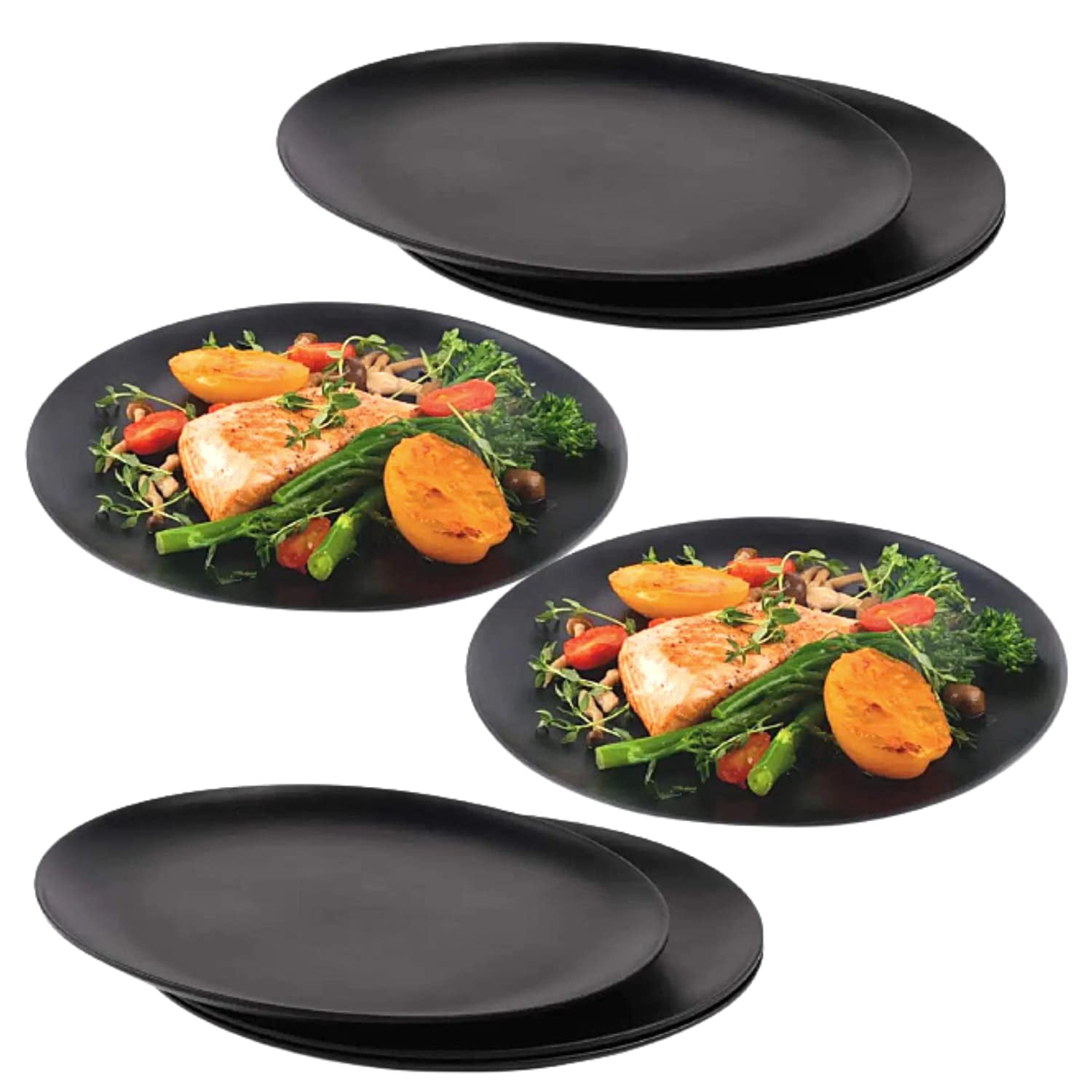 Home Decorise Melamine Black Dinner Plates Kitchen Plates Modern Dinner ...