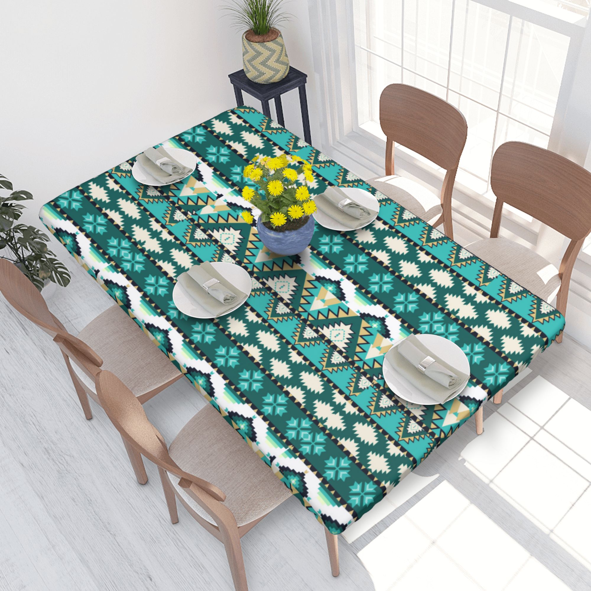Home Deluxe Tablecloth Antonia Montoya Waterproof Elastic Rim Edged ...