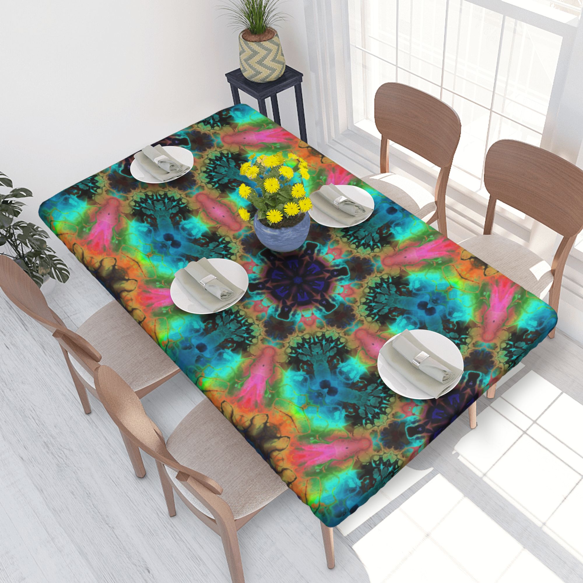 Home Deluxe Tablecloth Art Abstract Creative Retro Wallpaper Waterproof ...