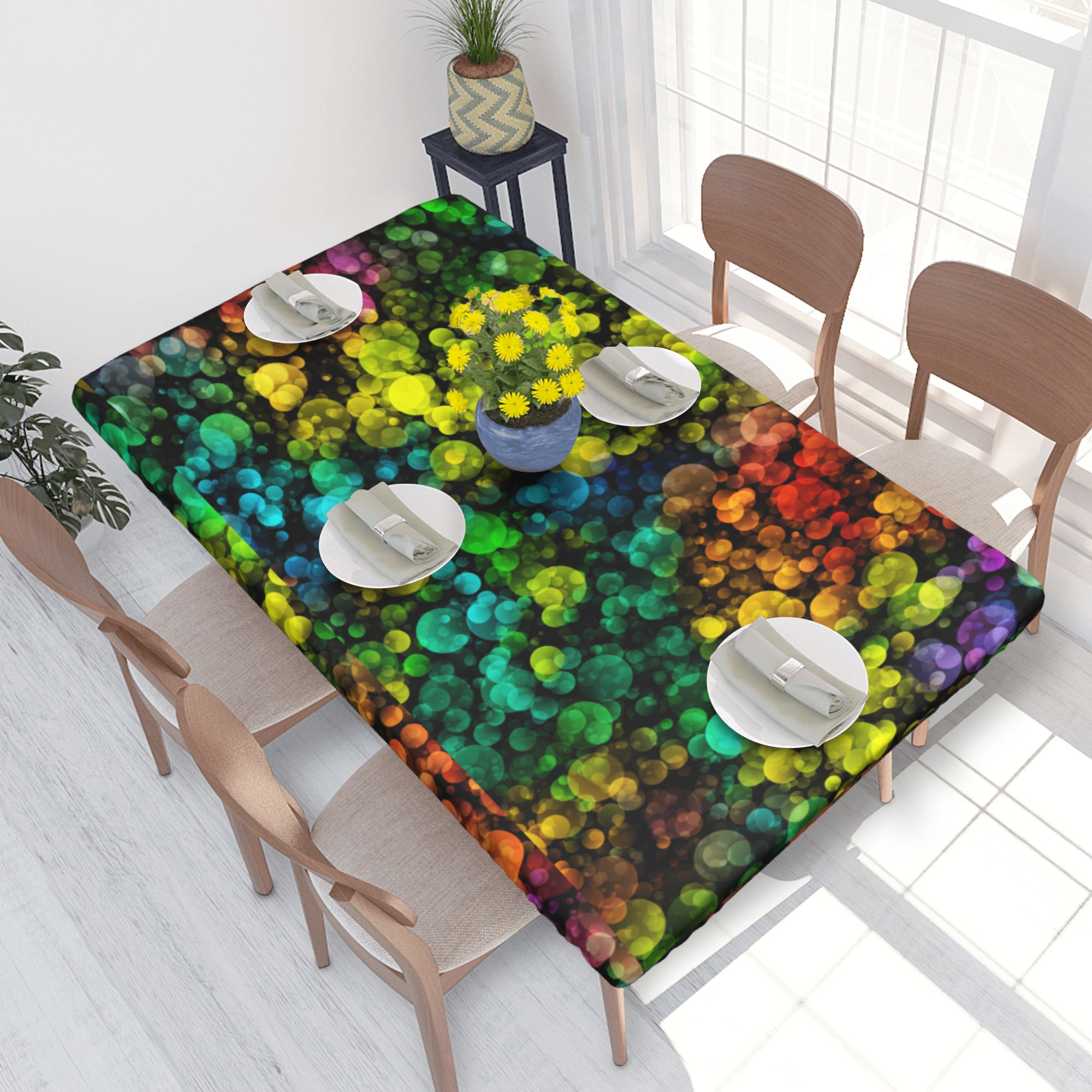 Home Deluxe Tablecloth Background Light Pattern (4) Waterproof Elastic ...