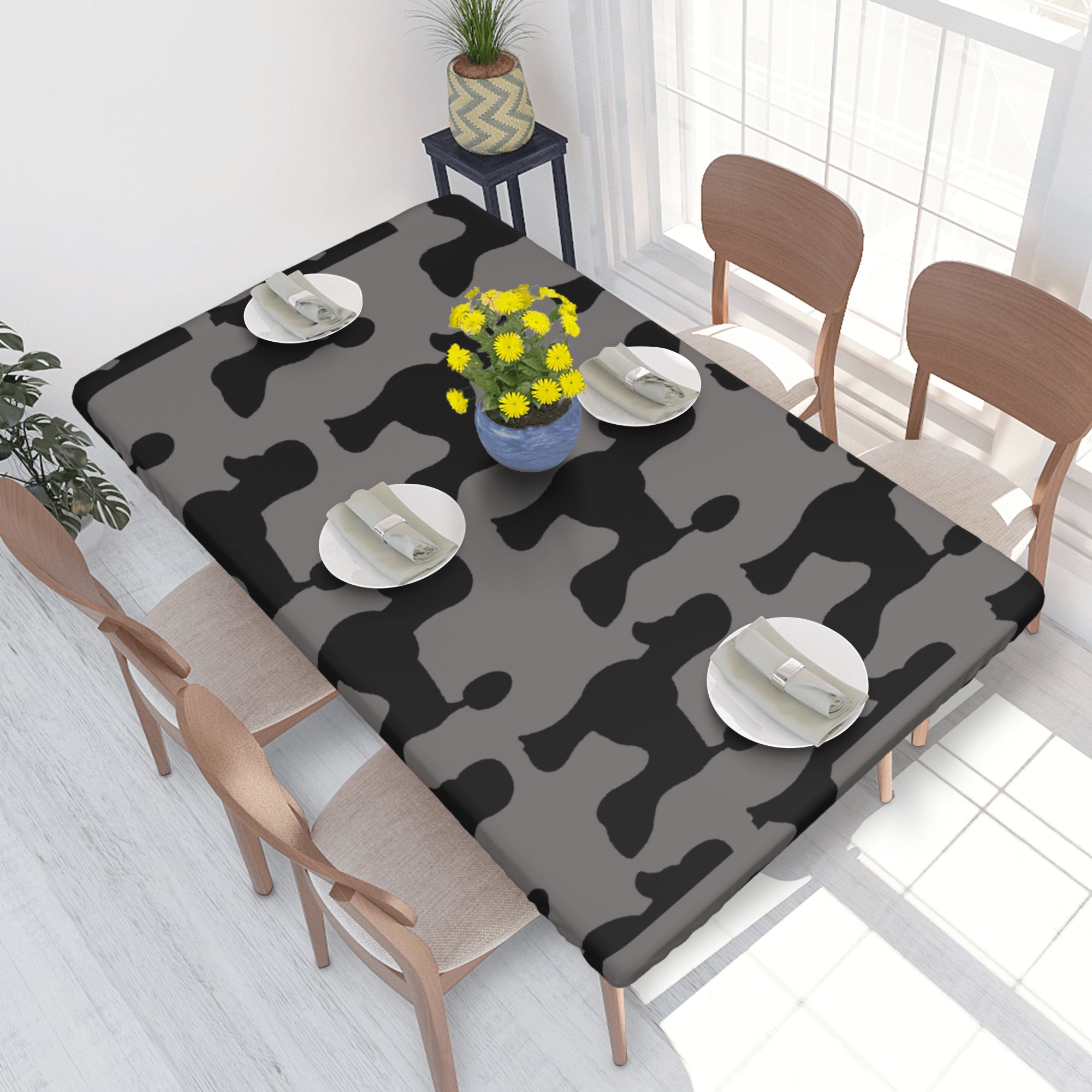 Home Deluxe Tablecloth Breed Poodle Dog Black Silhouettes Waterproof ...