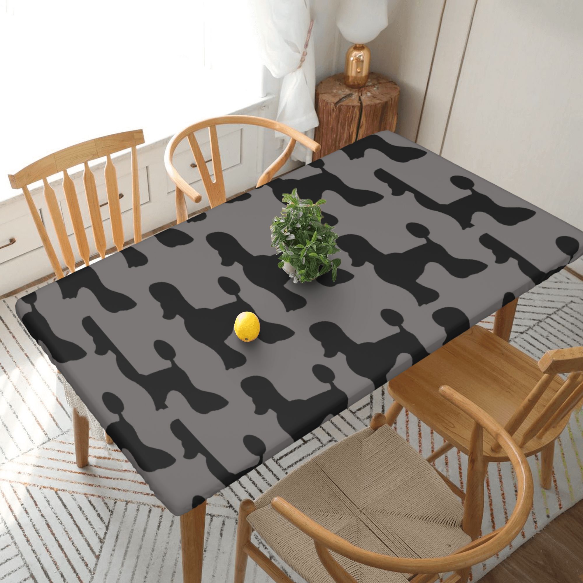 Home Deluxe Tablecloth Breed Poodle Dog Black Silhouettes Waterproof ...