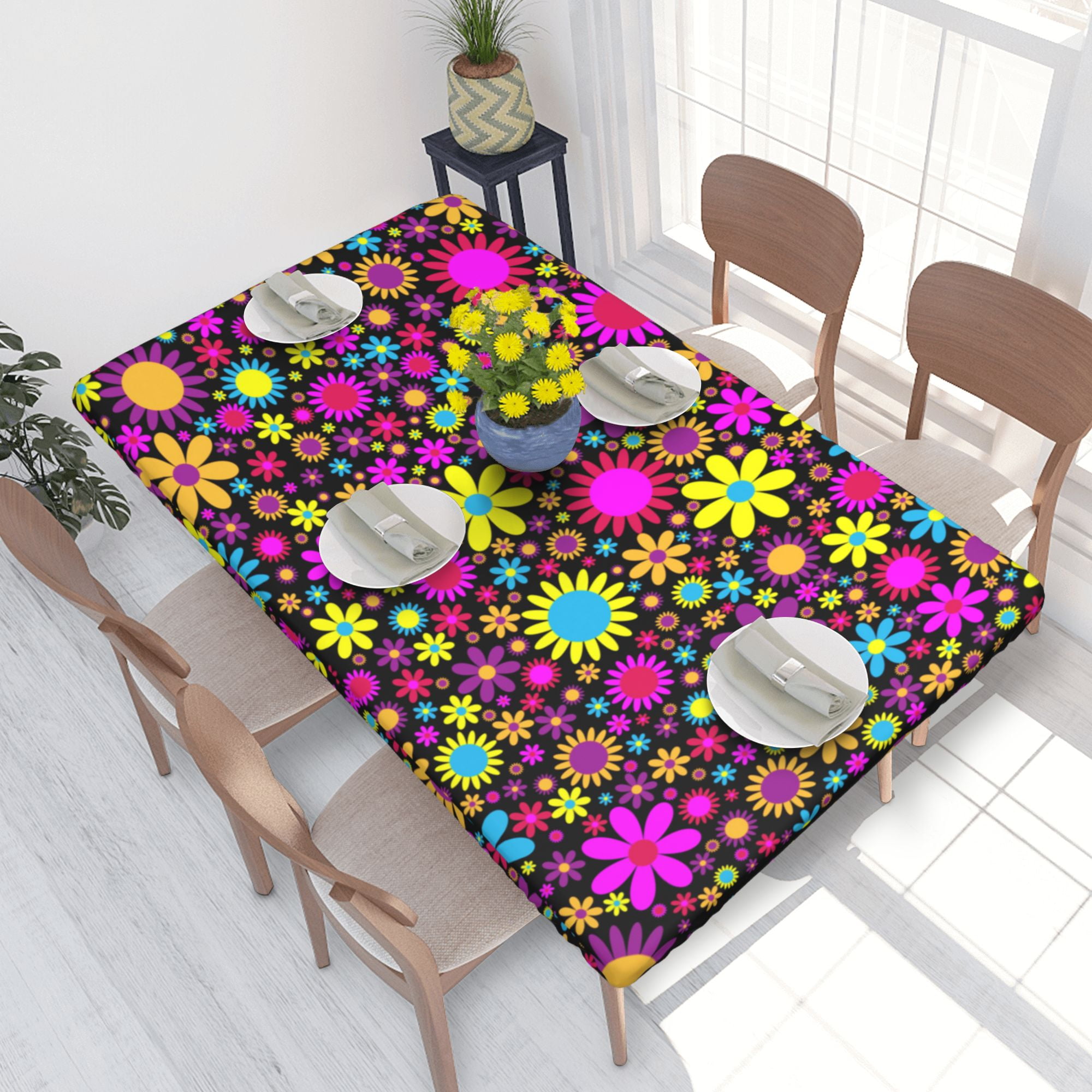 Home Deluxe Tablecloth Bright And Busy Floral Wallpaper Background ...