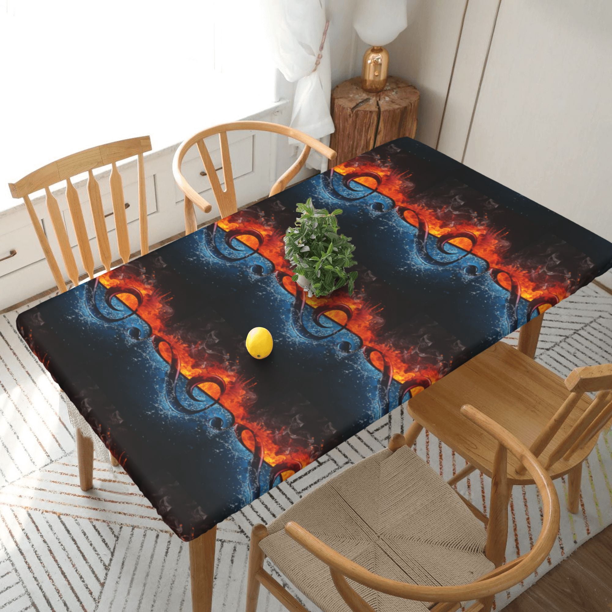 Home Deluxe Tablecloth Burning Music Note Illustration Of The Treble ...