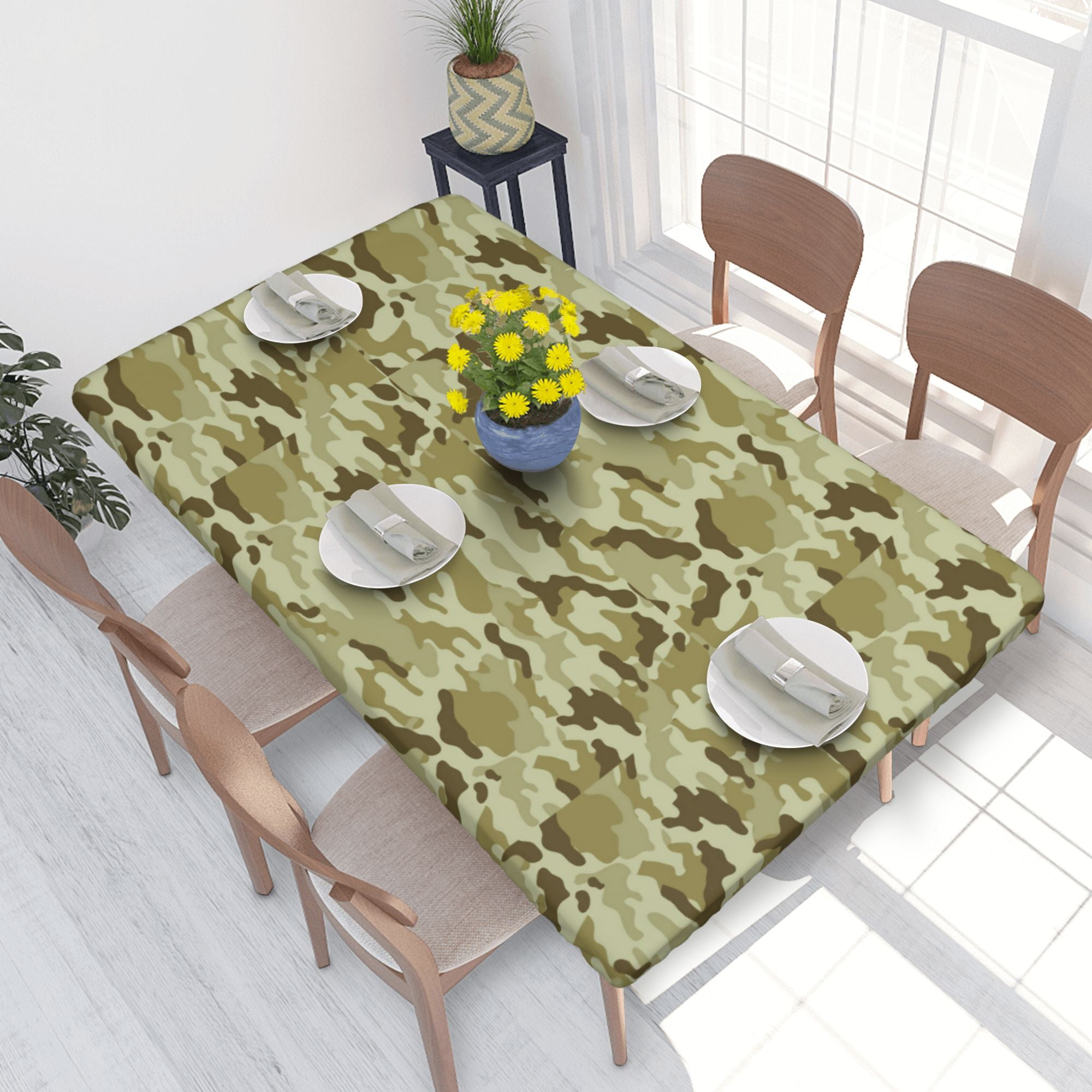 Home Deluxe Tablecloth Camouflage Army 11 Waterproof Elastic Rim Edged ...