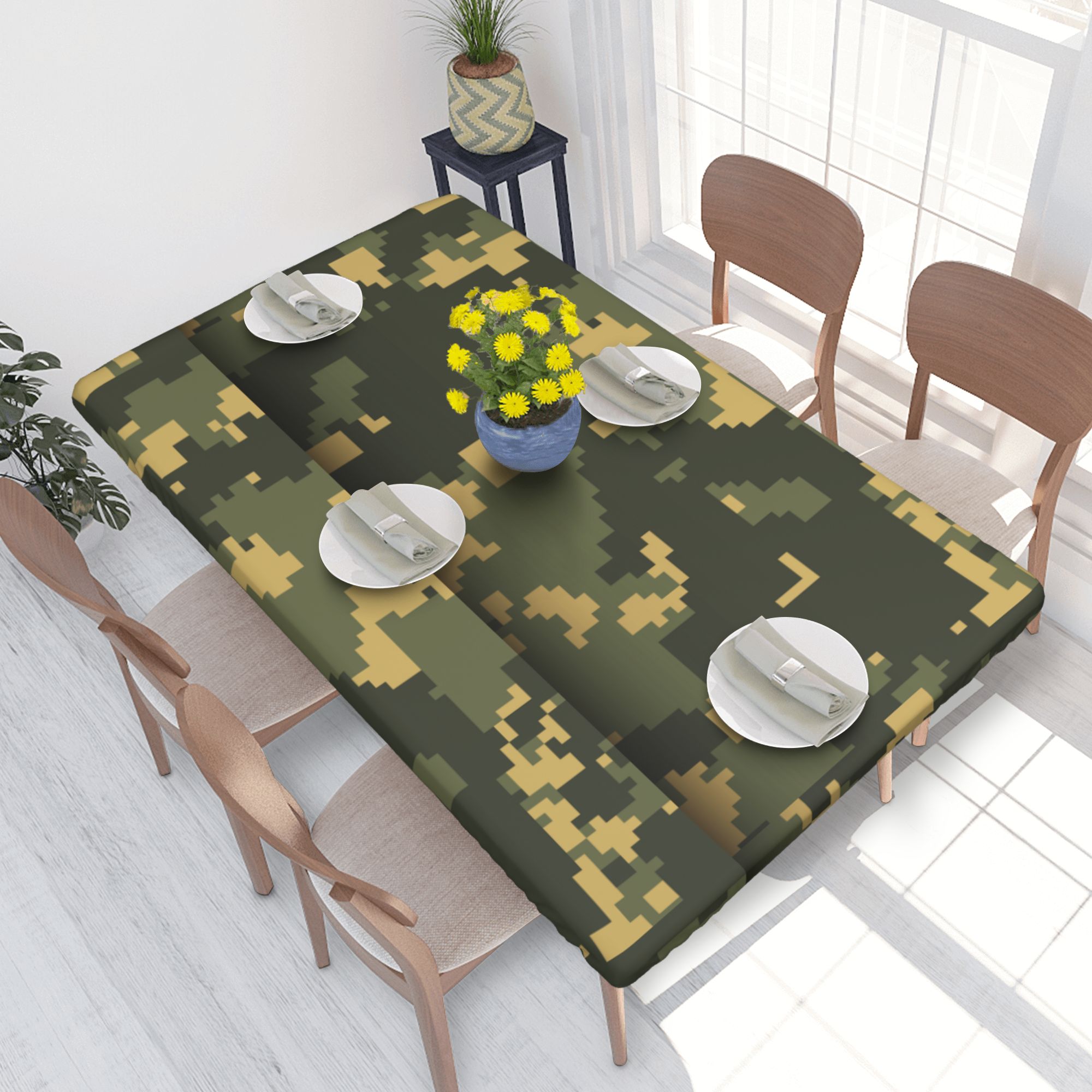Home Deluxe Tablecloth Camouflage Background (64) Waterproof Elastic ...