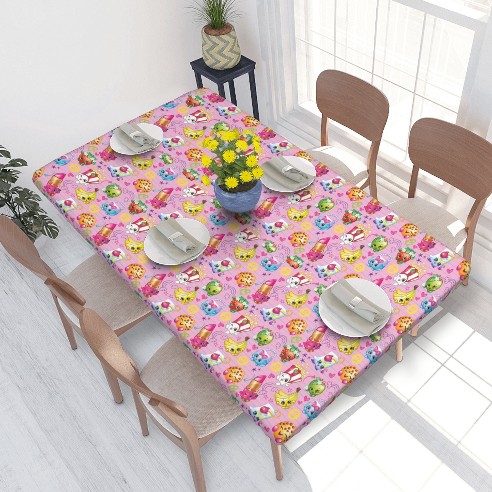 Home Deluxe Tablecloth Cartoon Fruit Waterproof Elastic Rim Edged Table ...