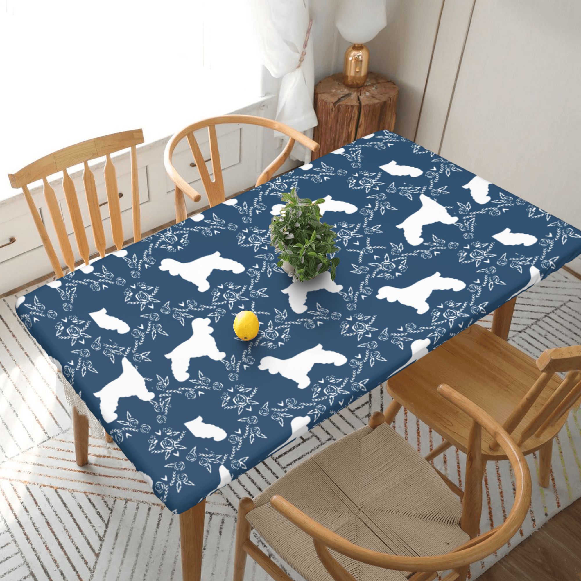 Home Deluxe Tablecloth Cocker Spaniel Dog Breed Silhouette Floral ...