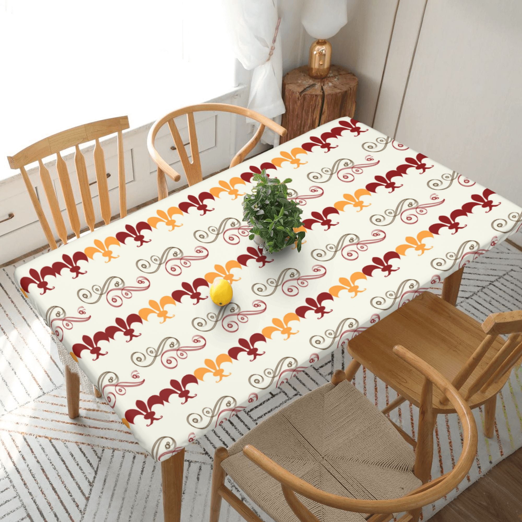 Home Deluxe Tablecloth Color Illustration Border Background Waterproof ...