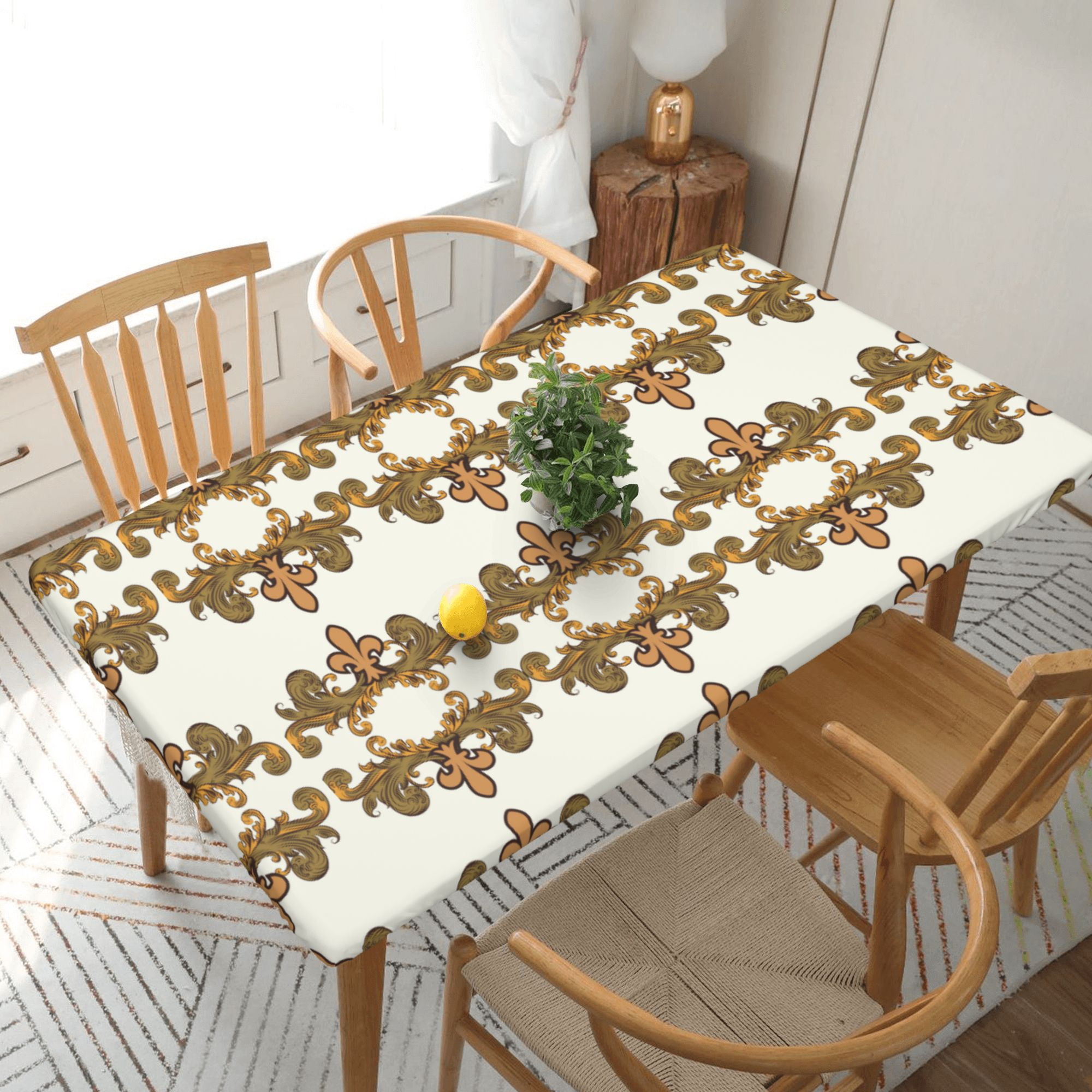 Home Deluxe Tablecloth Color Illustration Border Background Waterproof ...