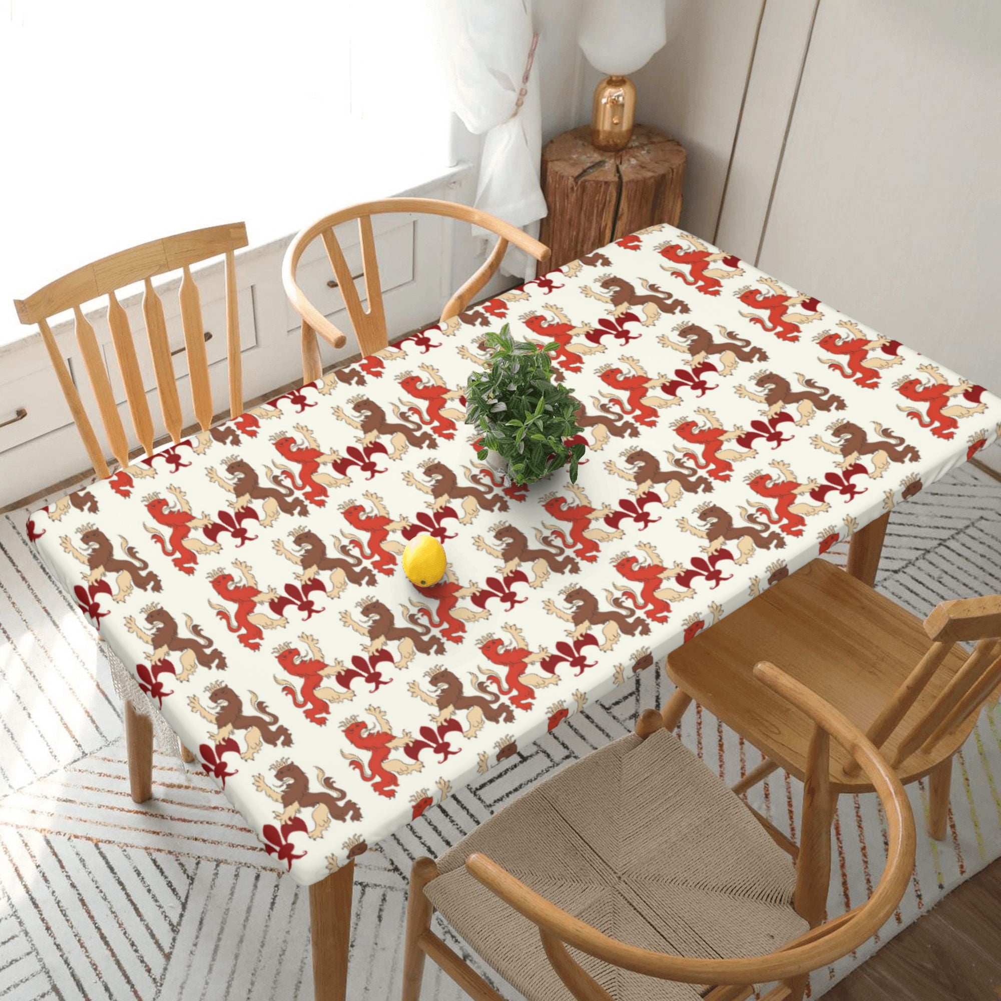 Home Deluxe Tablecloth Color Illustration Border Background Waterproof ...