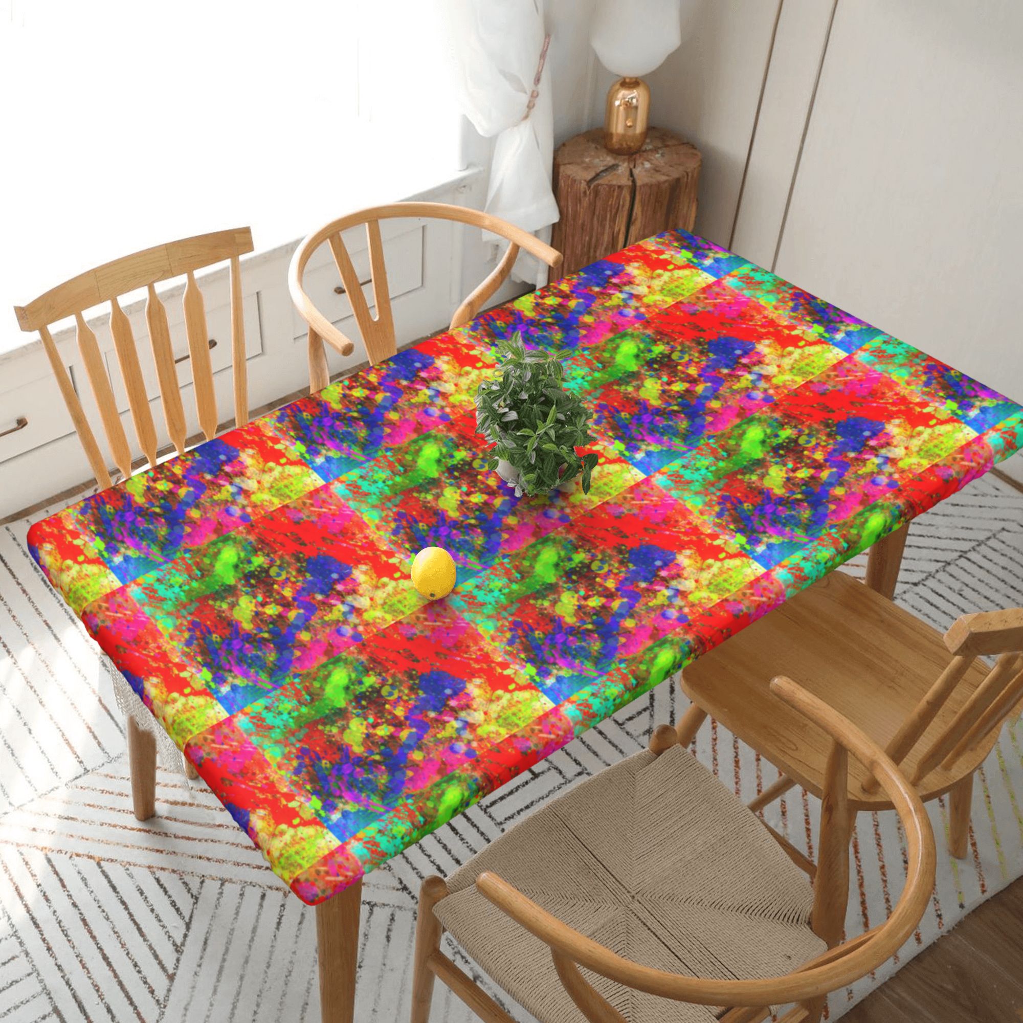 Home Deluxe Tablecloth Color Splash Wallpapers Waterproof Elastic Rim ...