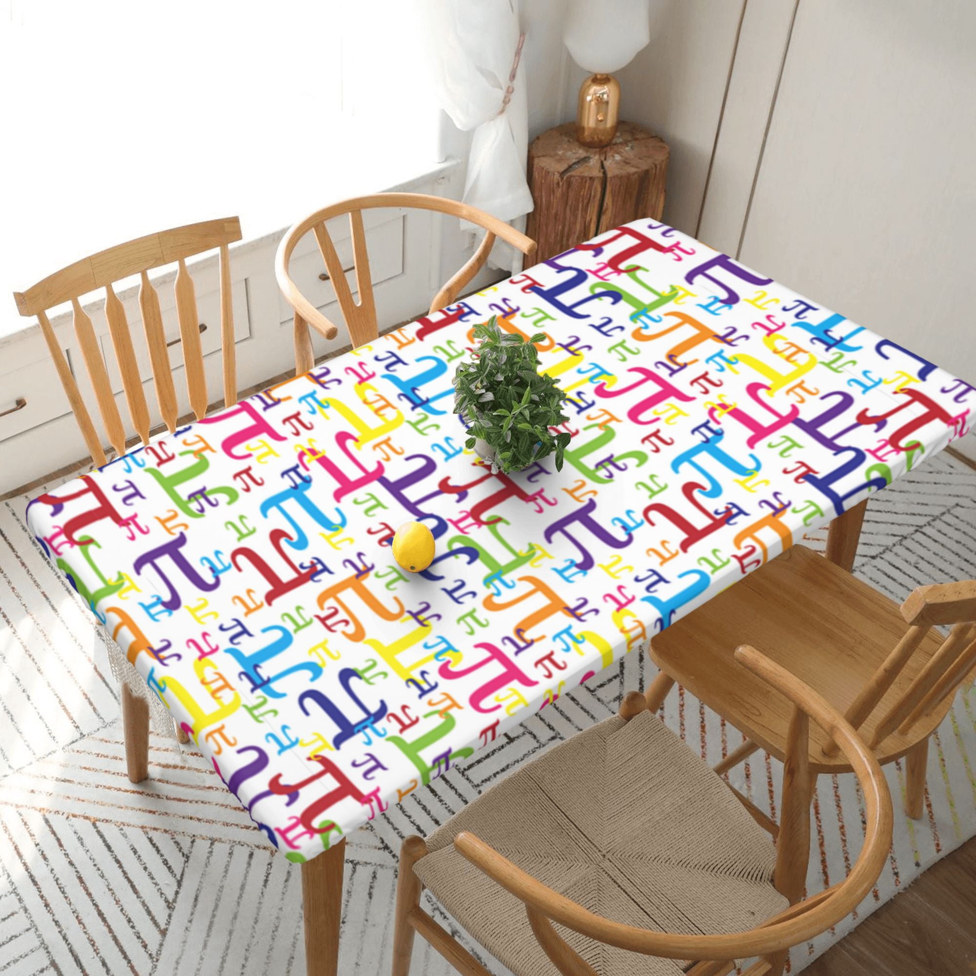 Home Deluxe Tablecloth Colorful Pi Math Waterproof Elastic Rim Edged ...