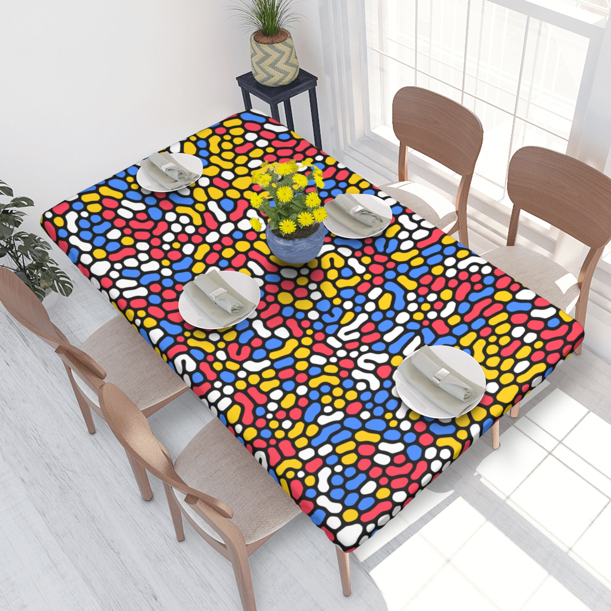 Home Deluxe Tablecloth Colorful Seamless Background Waterproof Elastic ...
