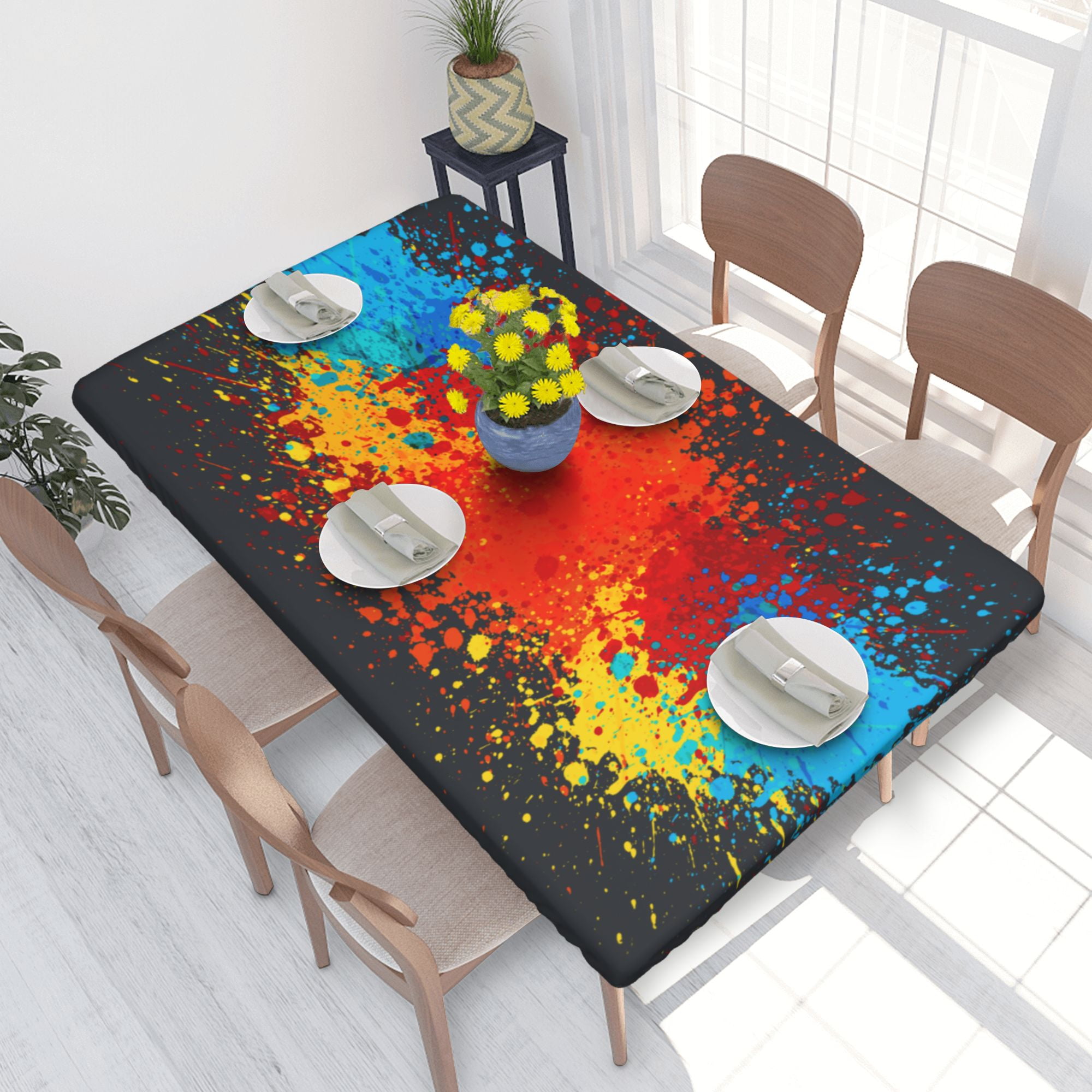 Home Deluxe Tablecloth Colorful Splatter Paint Colorful Background ...