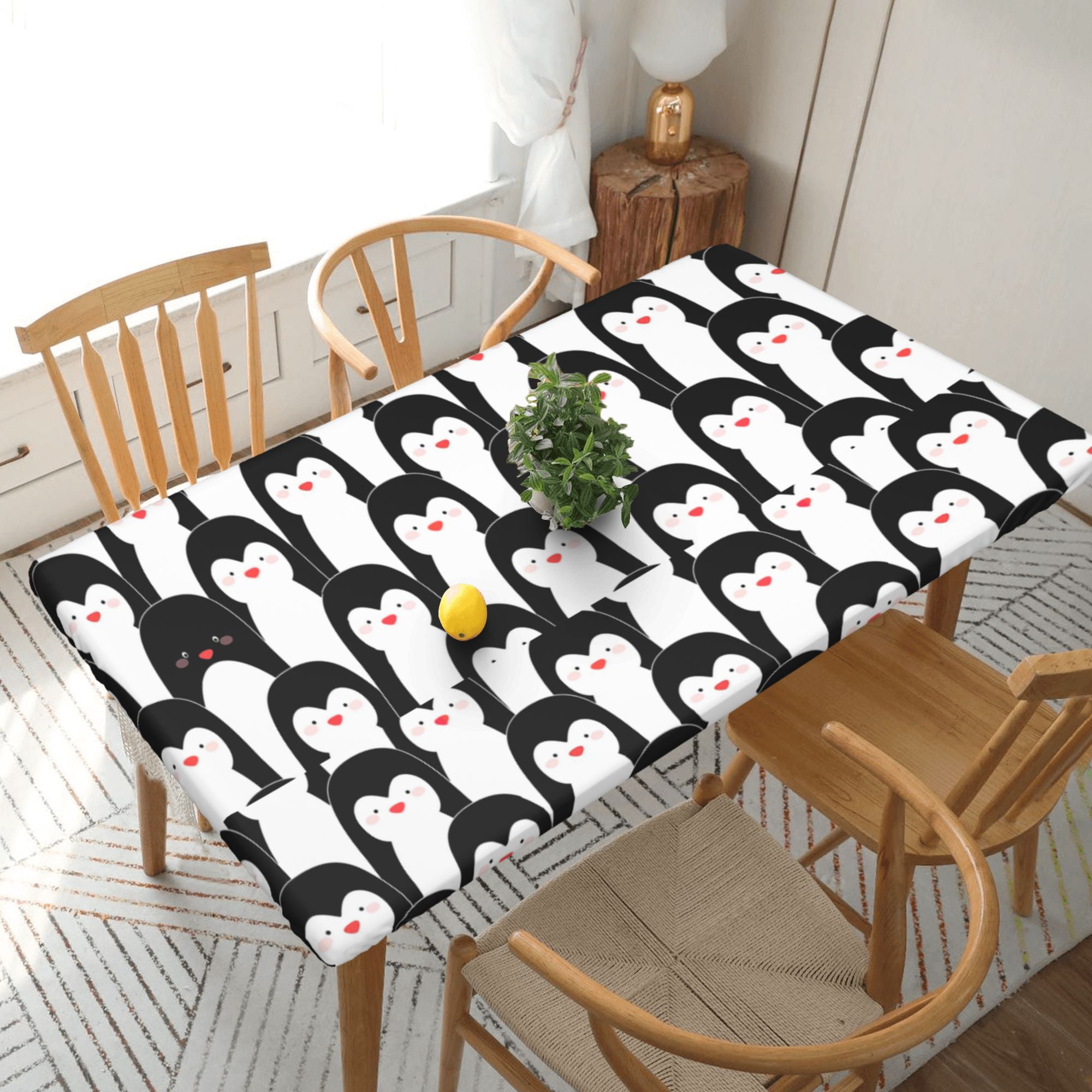 Home Deluxe Tablecloth Cute Cartoon Penguin Waterproof Elastic Rim ...