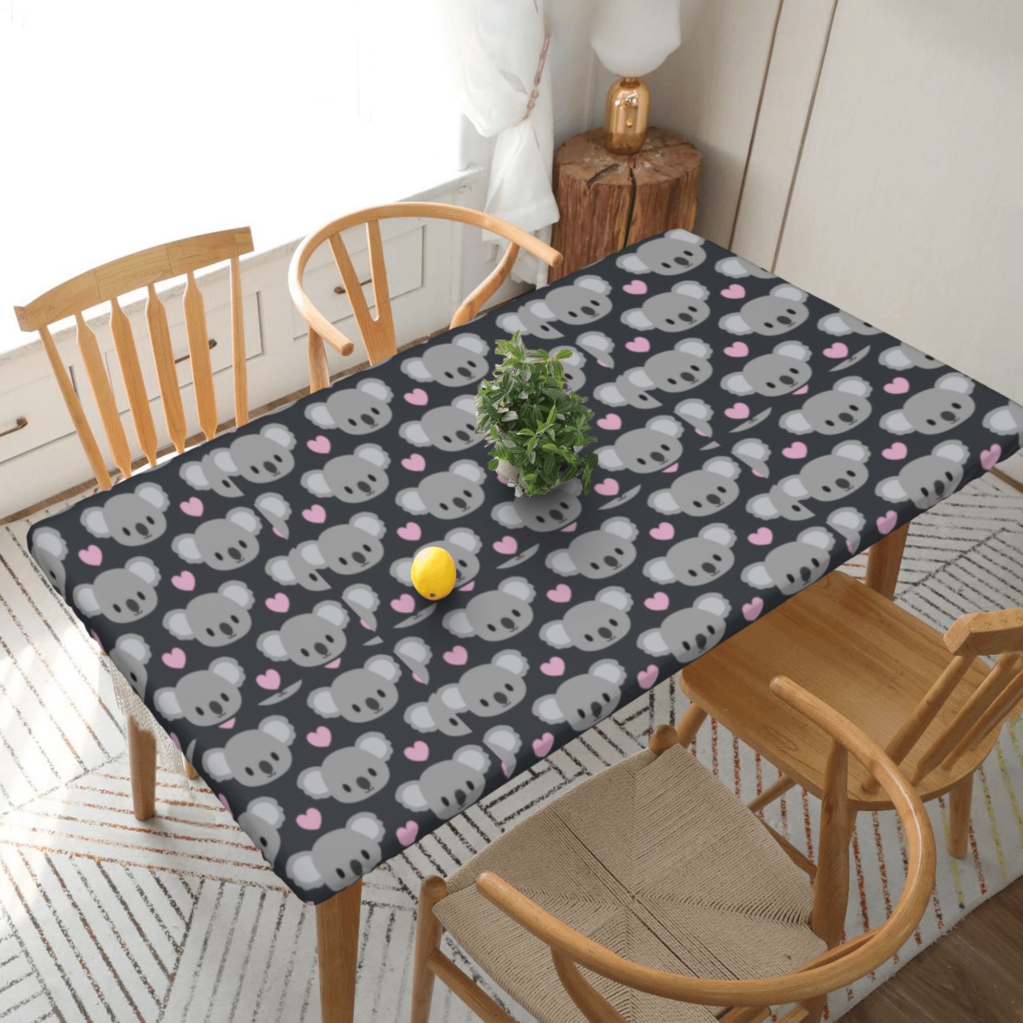 Home Deluxe Tablecloth Cute Koala Heat Gray Waterproof Elastic Rim ...