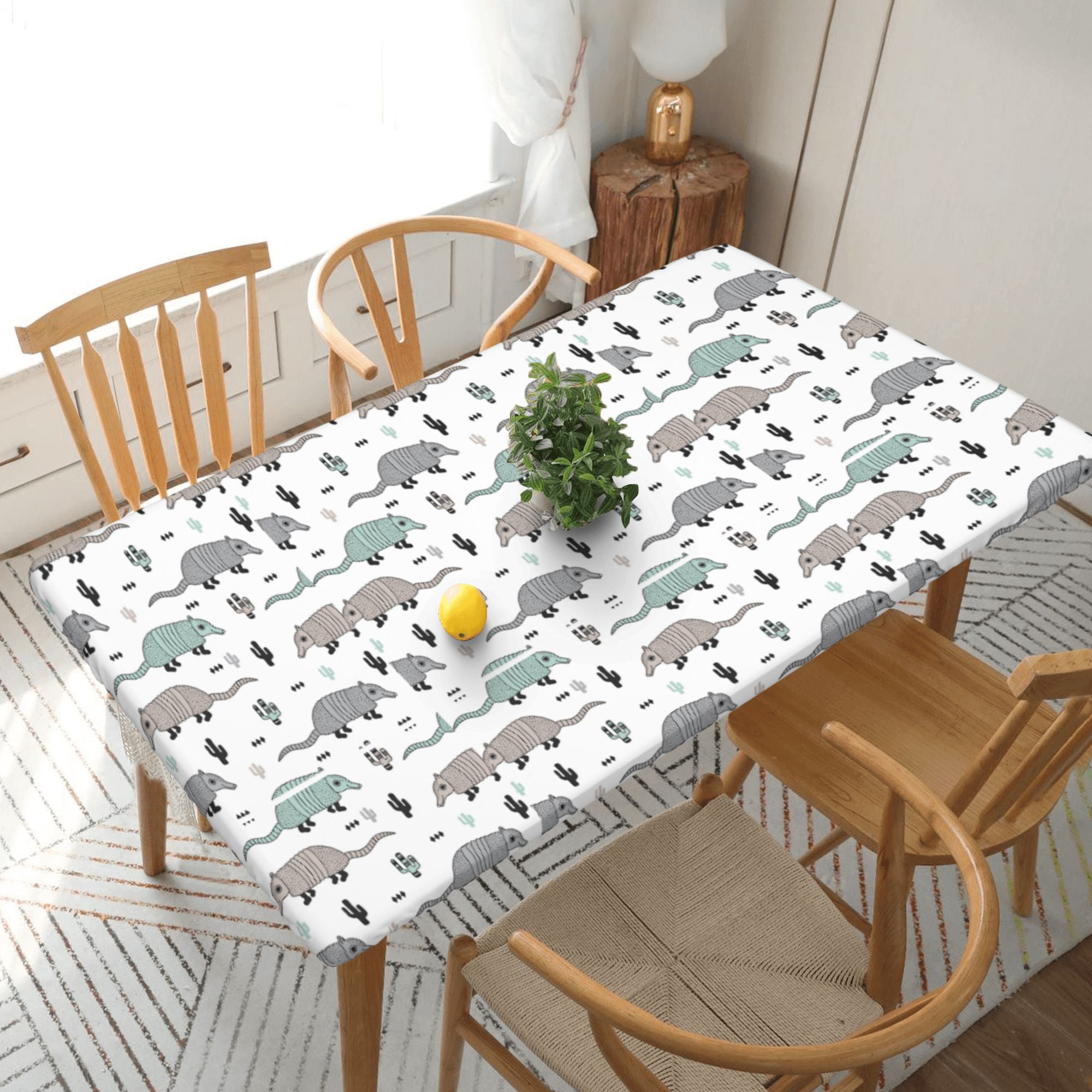 Home Deluxe Tablecloth Cute Quirky Armadillo Cactus Woodland Waterproof ...