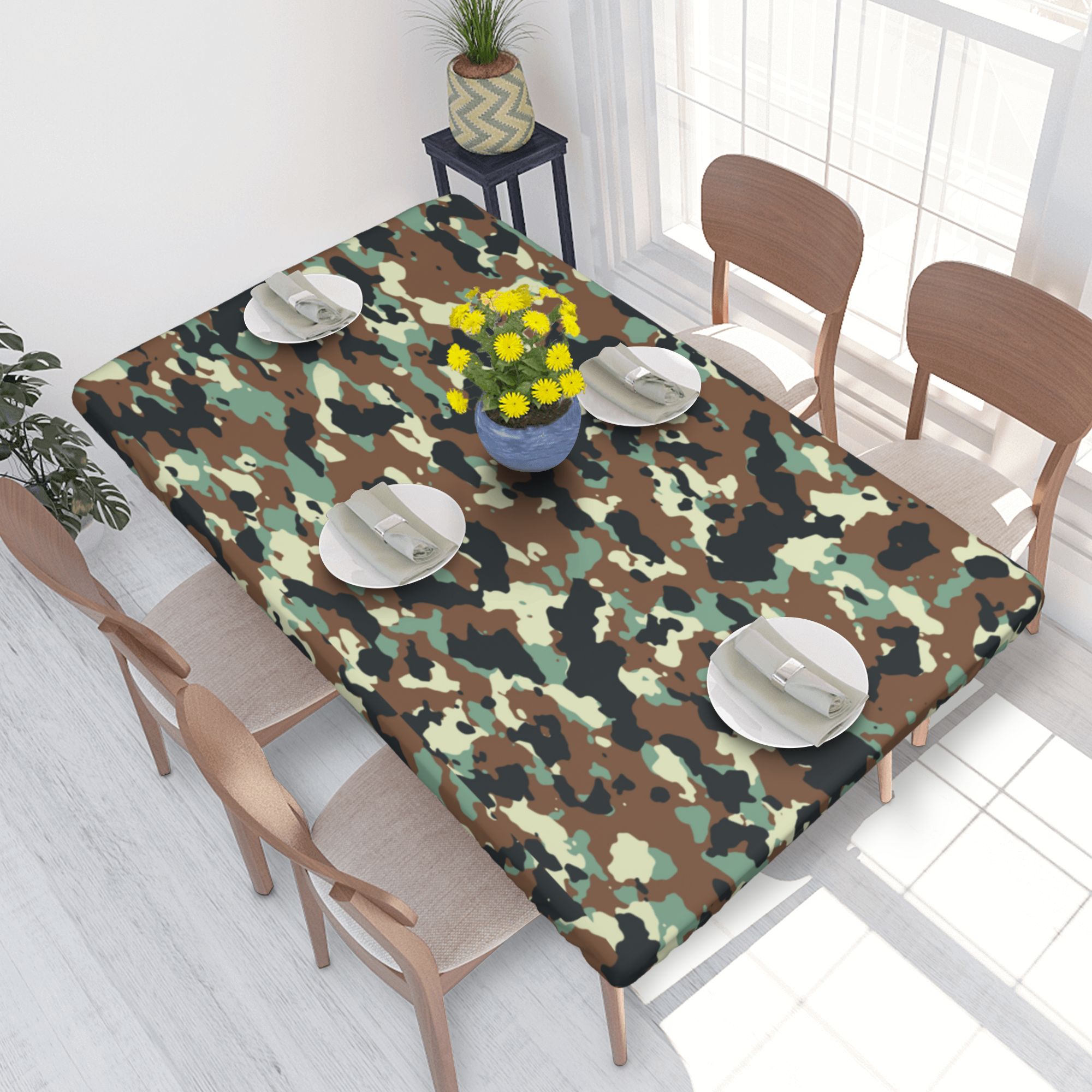 Home Deluxe Tablecloth Dark Army Camouflage Background Waterproof ...