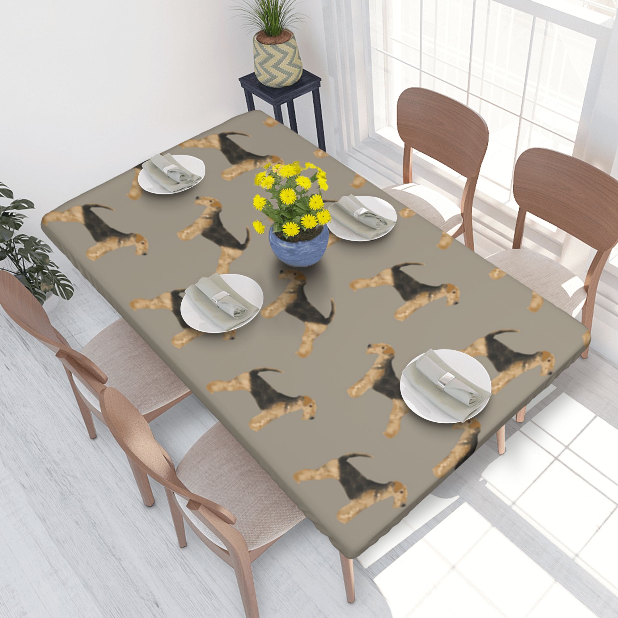 Home Deluxe Tablecloth Dog (3) Waterproof Elastic Rim Edged Table Cover ...