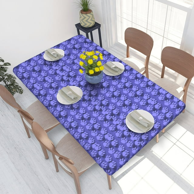 Home Deluxe Tablecloth Dog Footprint Dog Paw Waterproof Elastic Rim ...